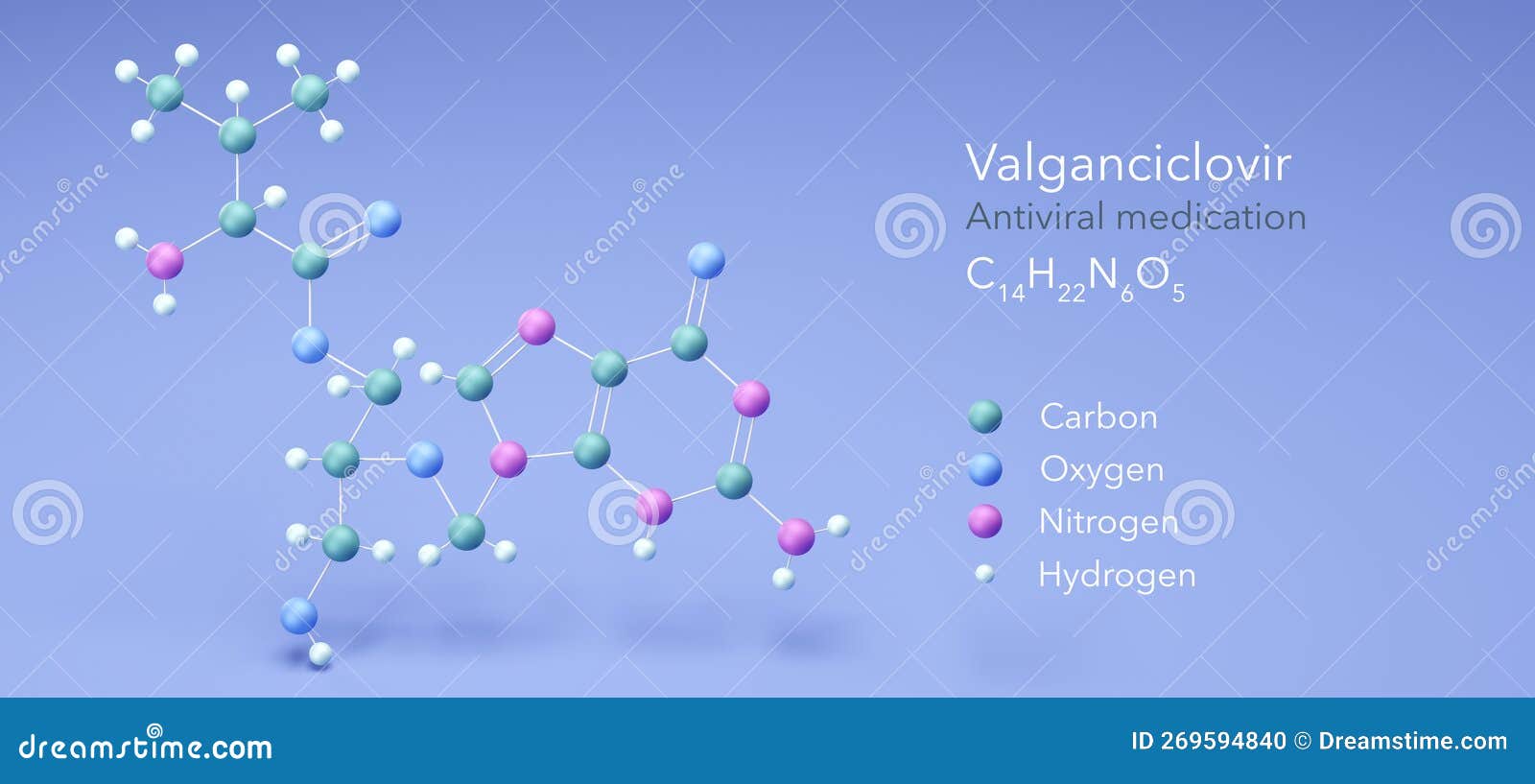 Valganciclovir Molecule, Molecular Structures, C14h22n6o5, 3d Model ...