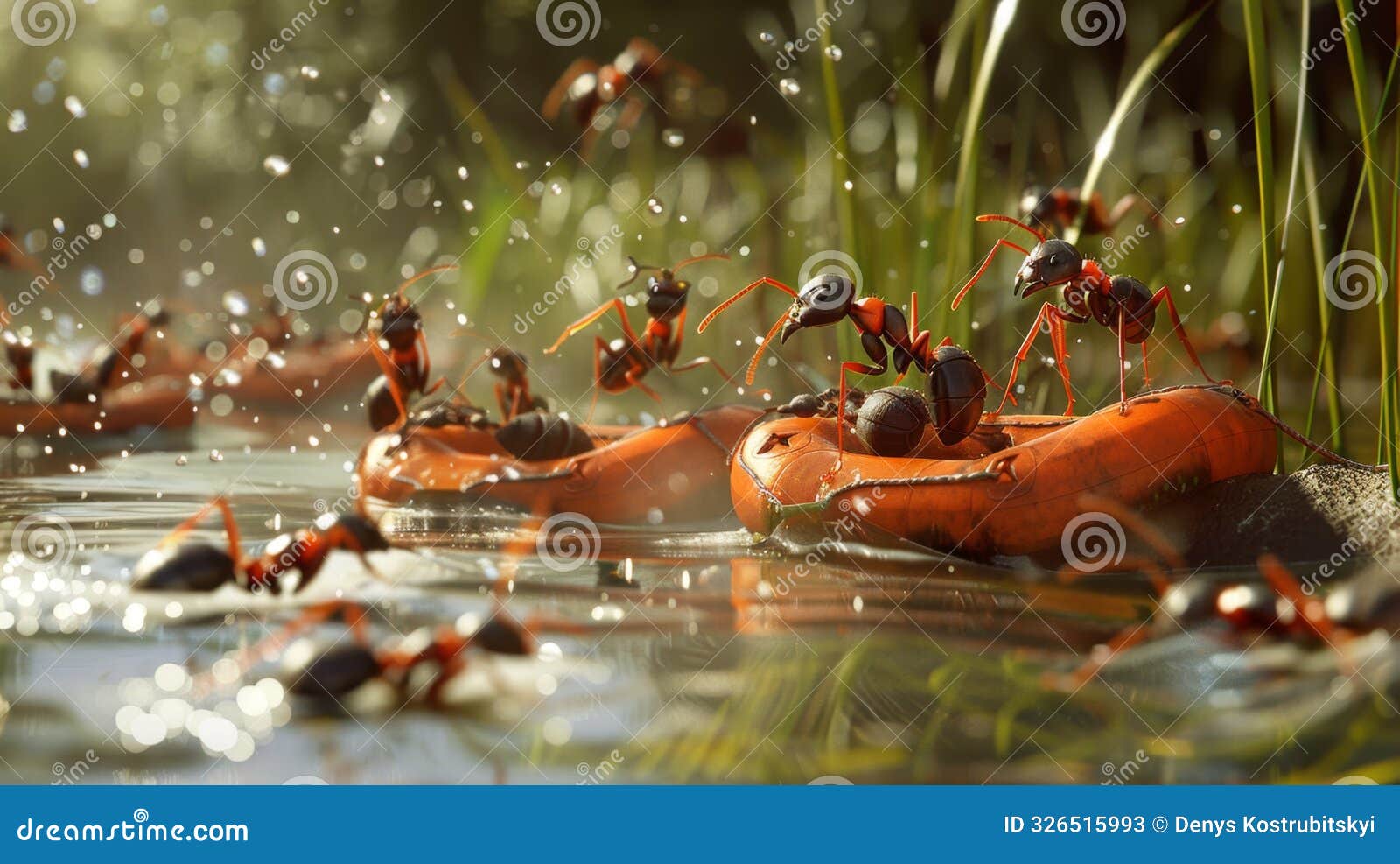 The Valiant Voyage: Ants Navigating Water on a Makeshift Raft Stock ...