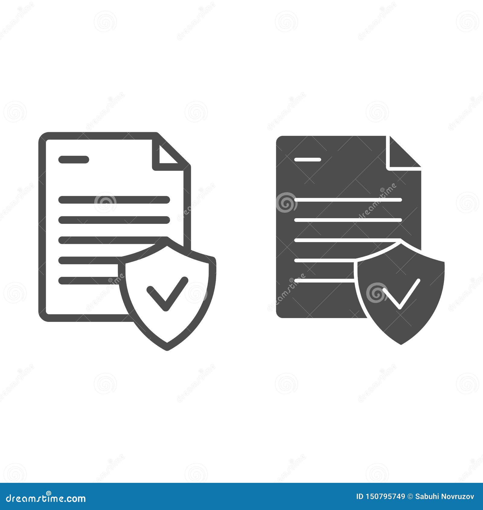Valid Document Line and Glyph Icon. Approved Document Vector ...