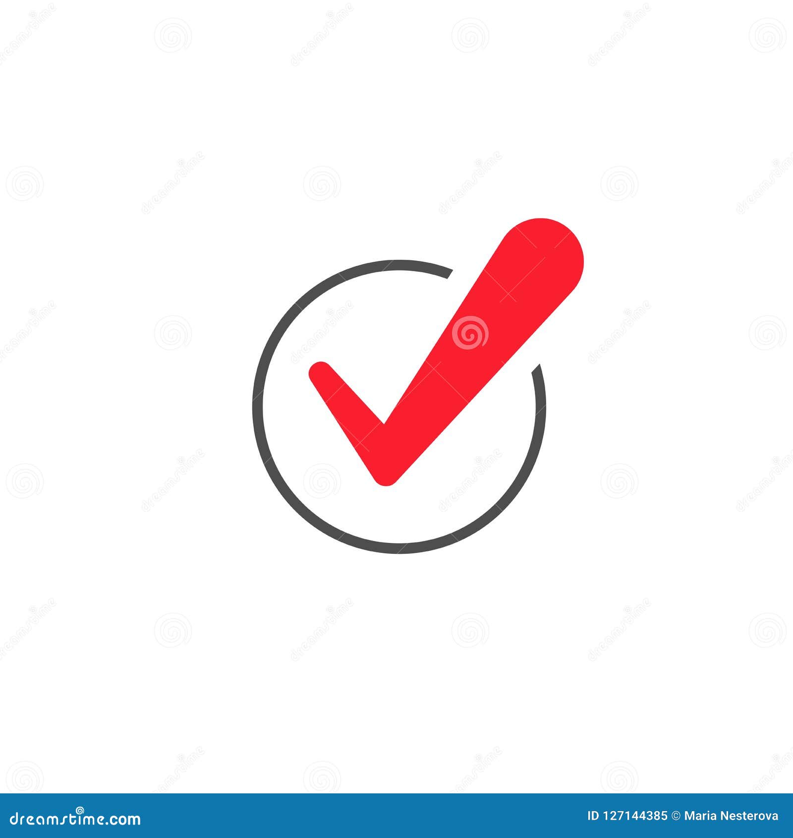 Valid Seal Icon. Black Circle with Red Tick. Flat OK Sticker Icon ...