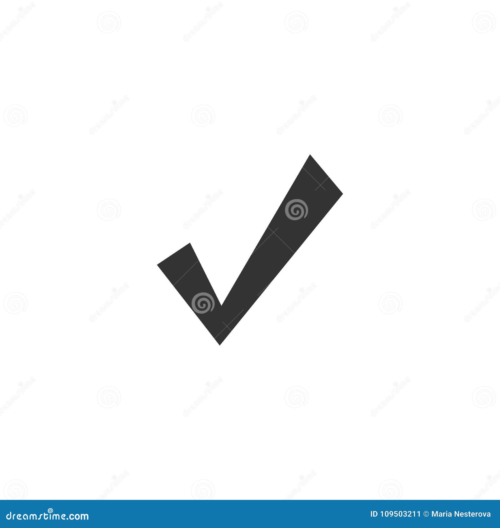 Valid Seal Icon. Black Tick. Flat OK Sticker Icon. Isolated on White ...