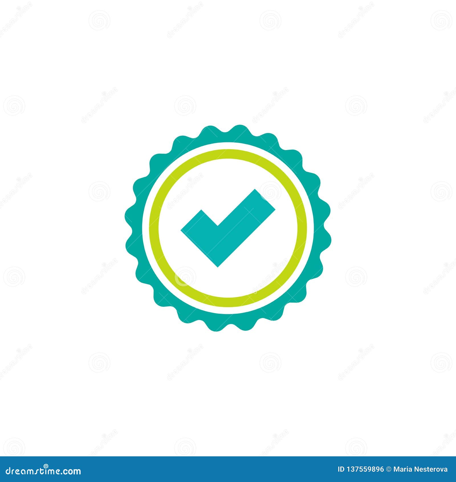 Valid Seal Icon. Blue Circle with Ribbon Outline and Blue Tick Stock ...