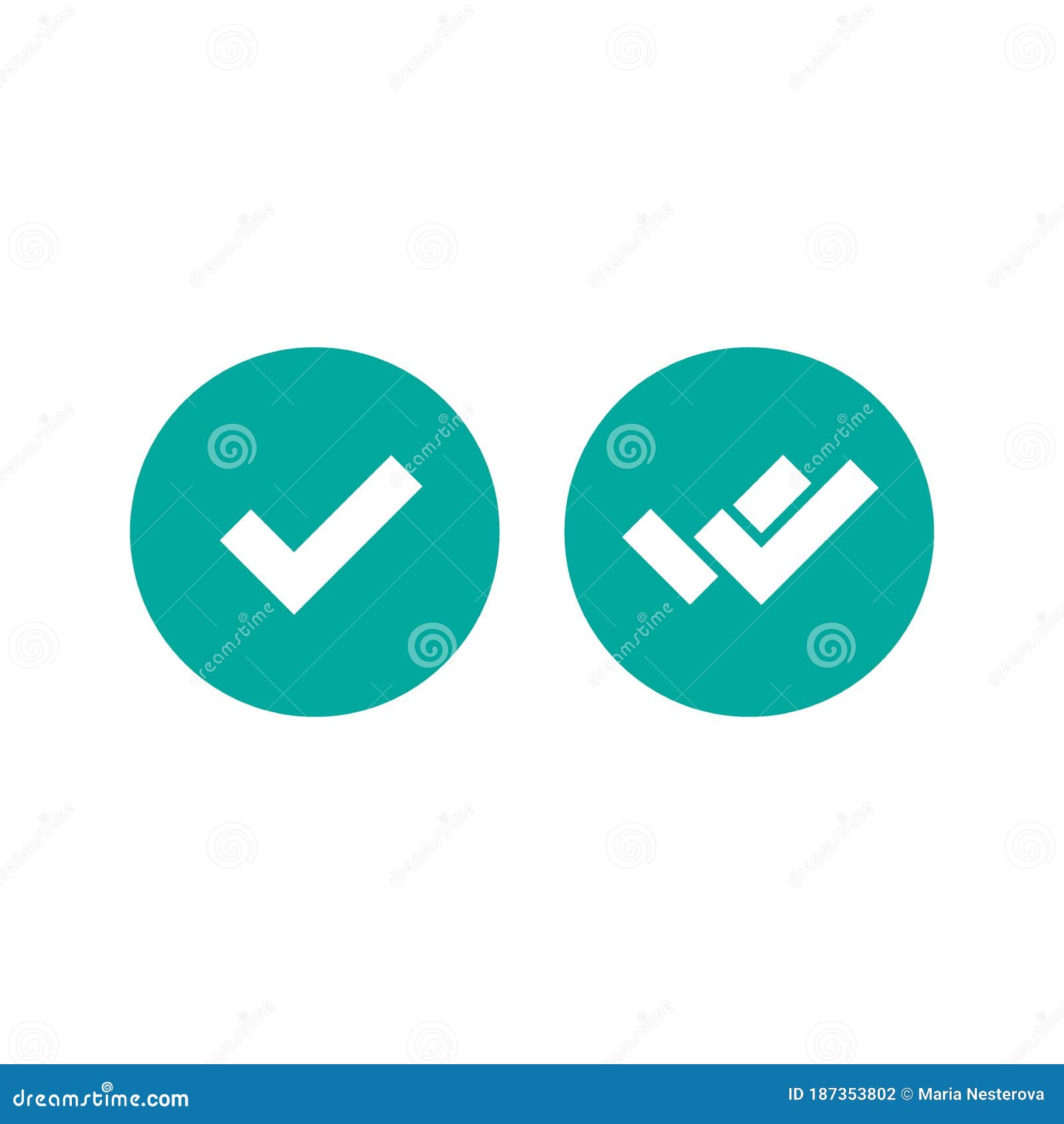 Valid Seal Icons Set. Blue Circle with Tick and Double Tick Stock ...