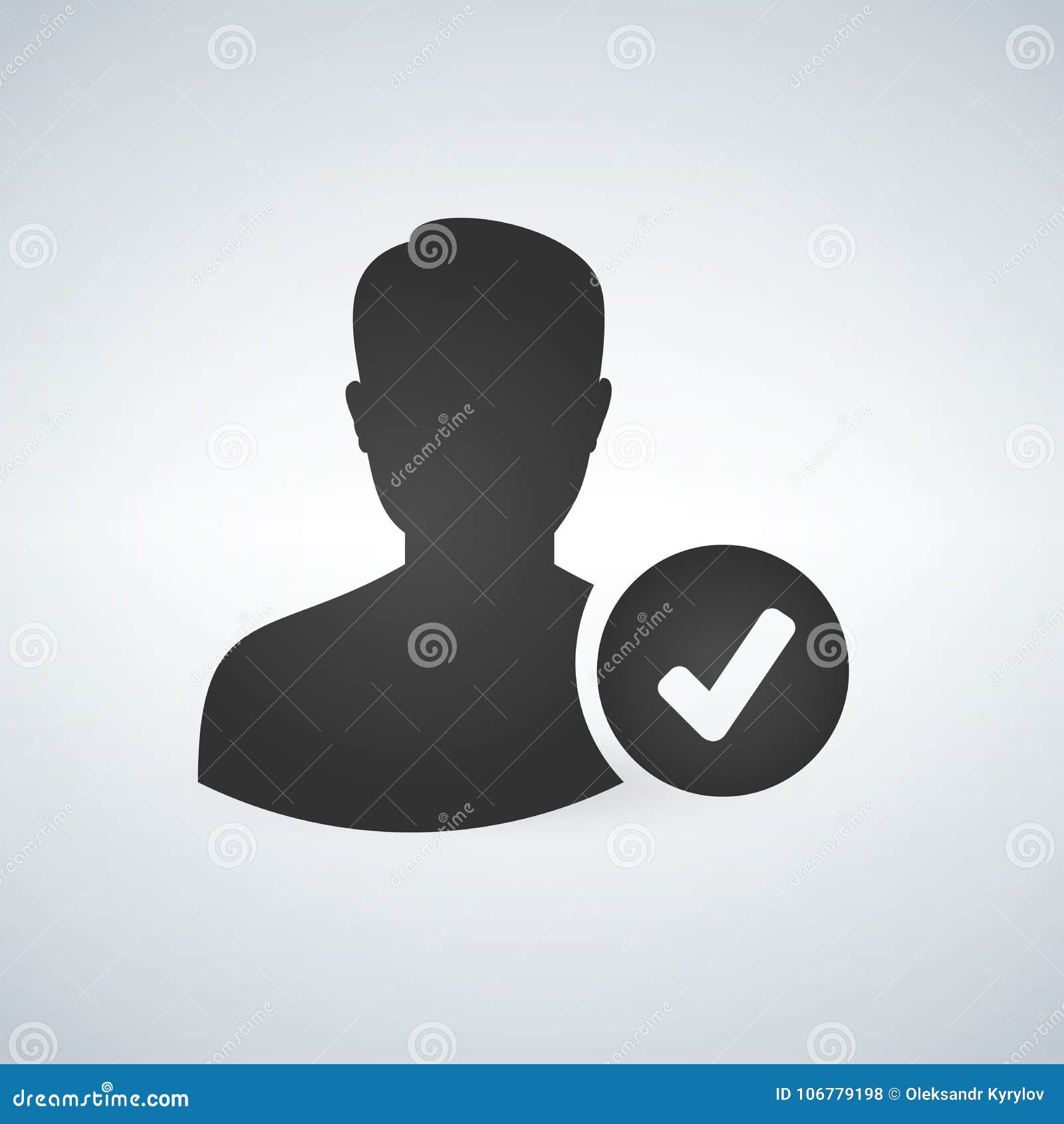 Valid User Icon. Flat Gray Iconic Symbol. Checkmark Stock Illustration ...