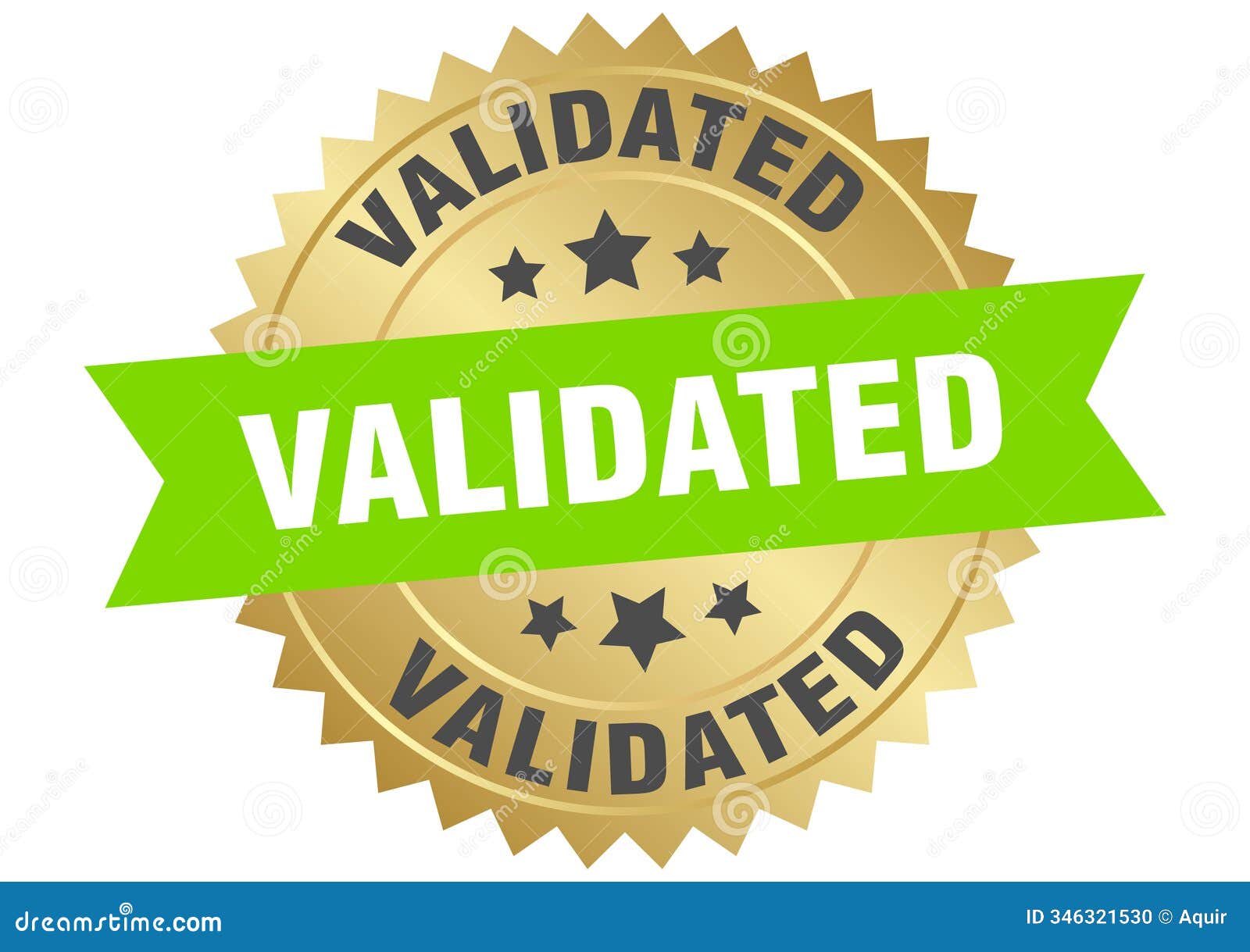 Validated. Validated Round Green And Gold Label Isolated On Transparent ...