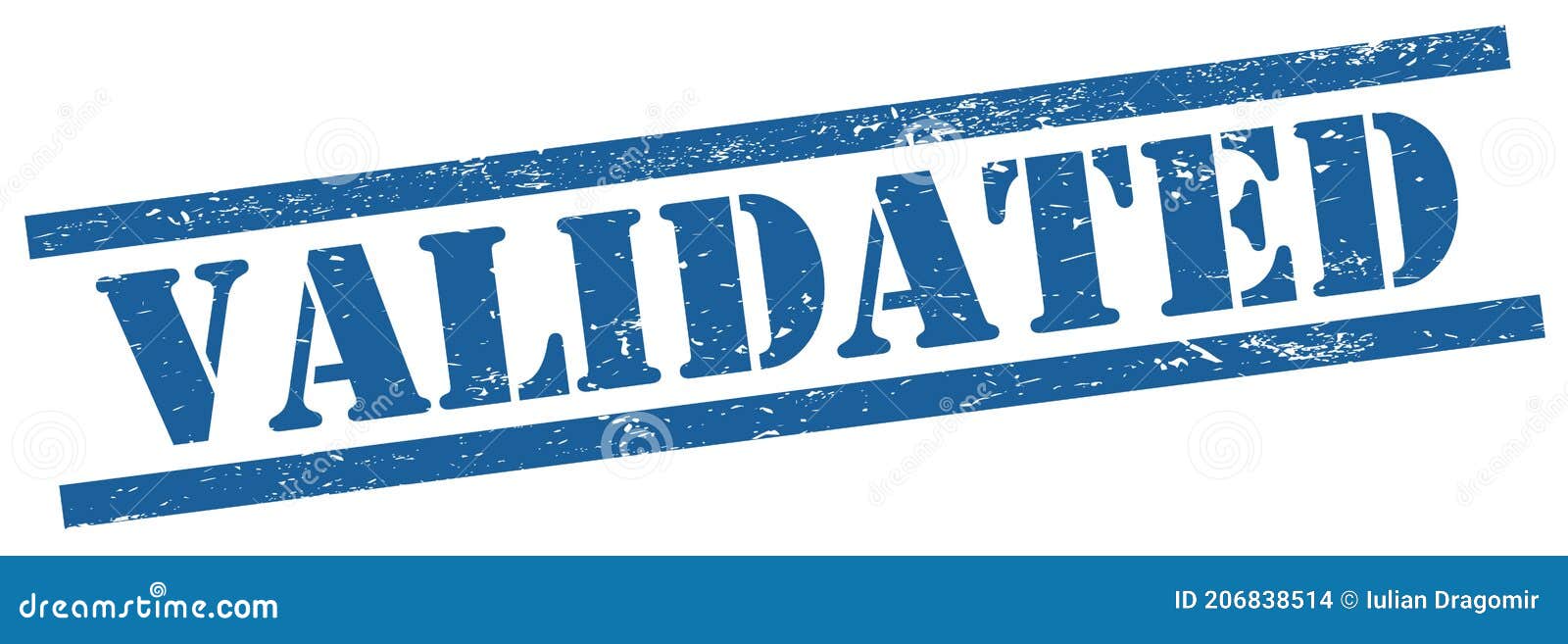 VALIDATED Text on Blue Grungy Rectangle Stamp Stock Illustration ...