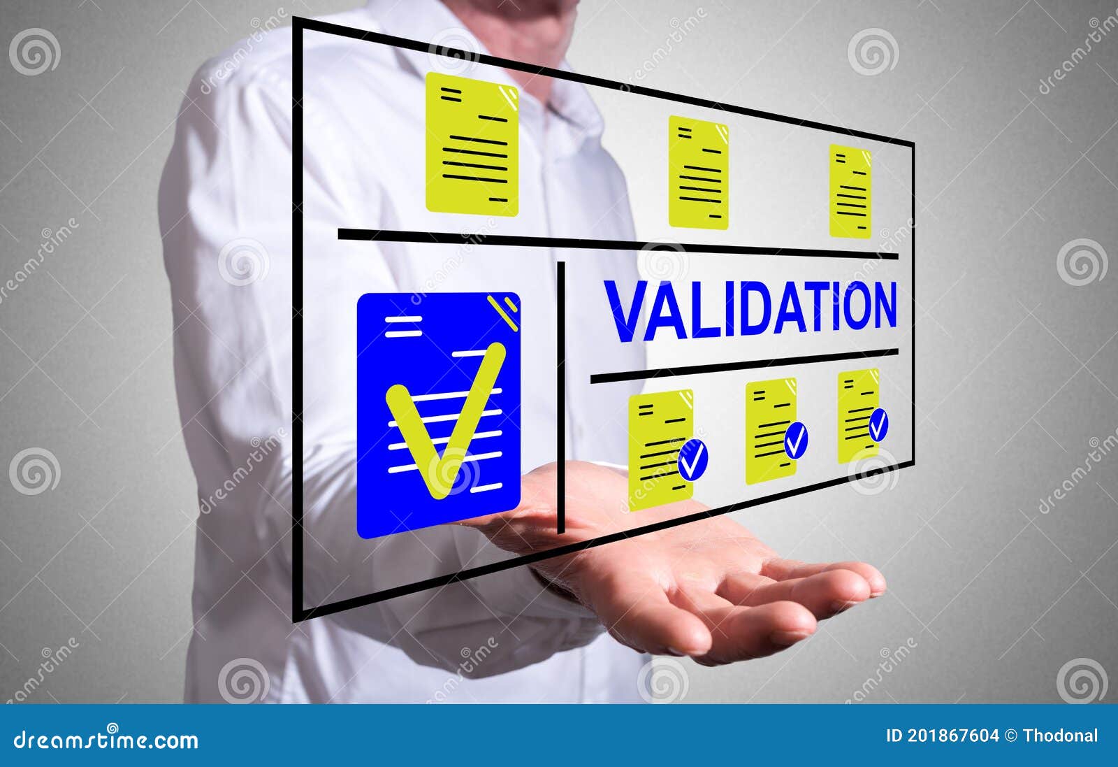 Validation Concept Above a Human Hand Stock Photo - Image of business ...