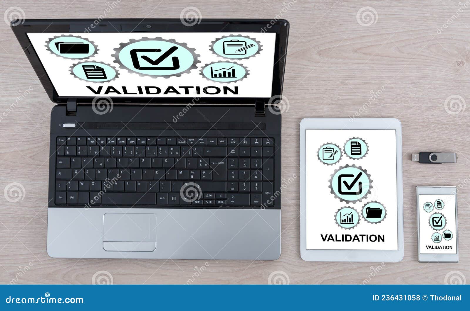 Validation Concept on Different Devices Stock Photo - Image of validate ...