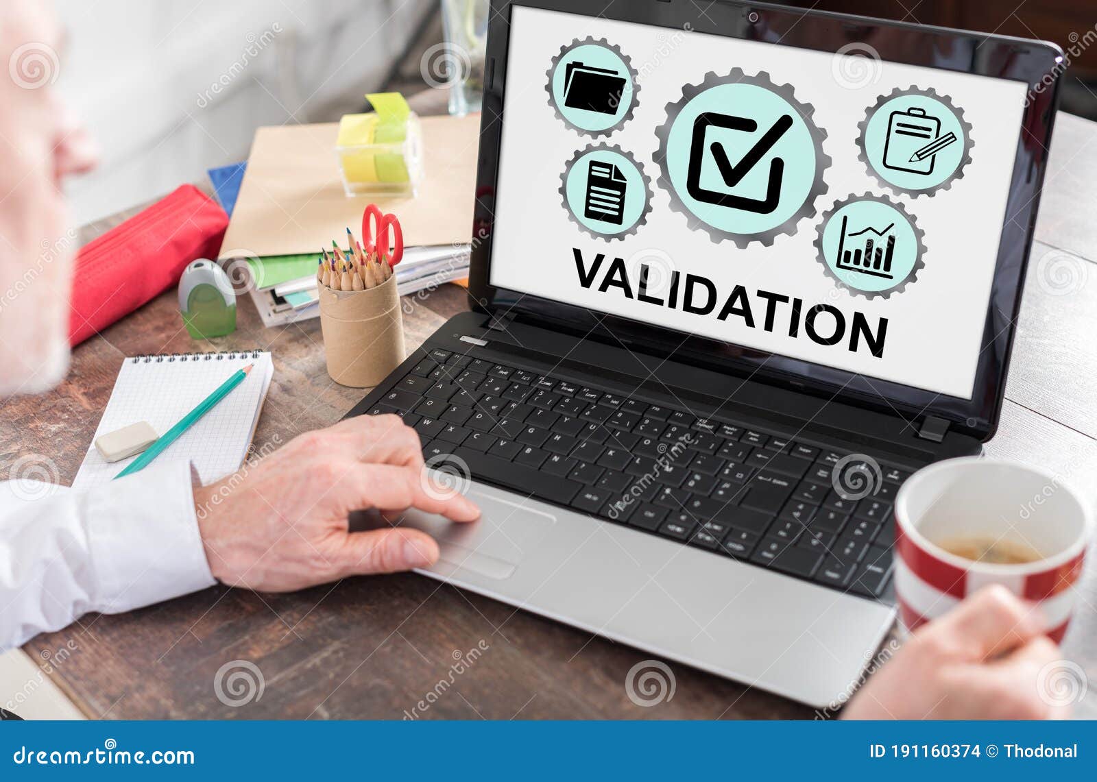 Validation Concept on a Laptop Screen Stock Photo - Image of sign ...