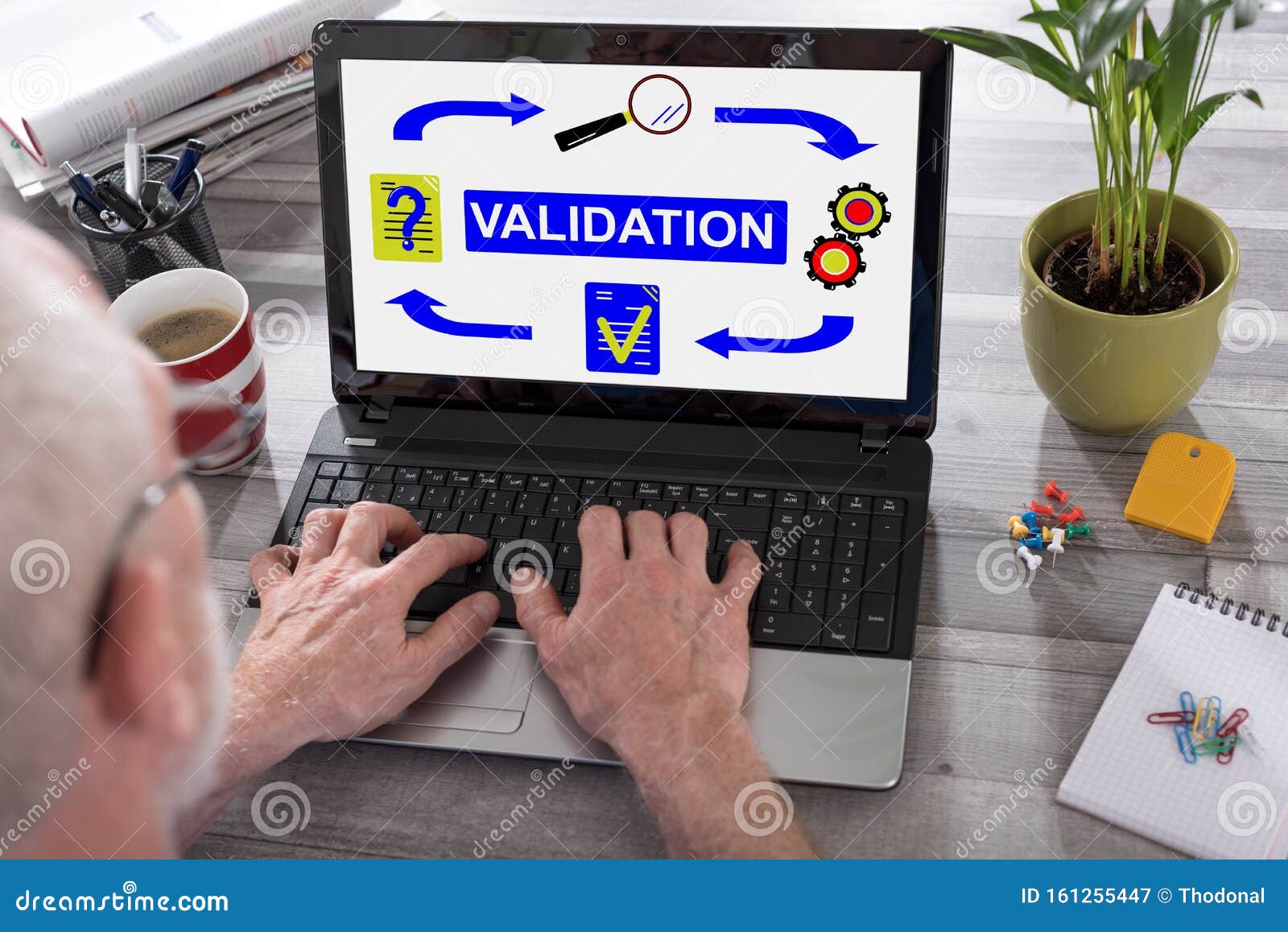 Validation Concept on a Laptop Screen Stock Image - Image of right ...