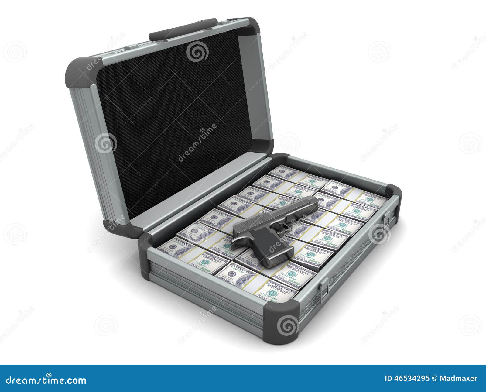Valigia Con Soldi E La Pistola Illustrazione di Stock - Illustrazione ...