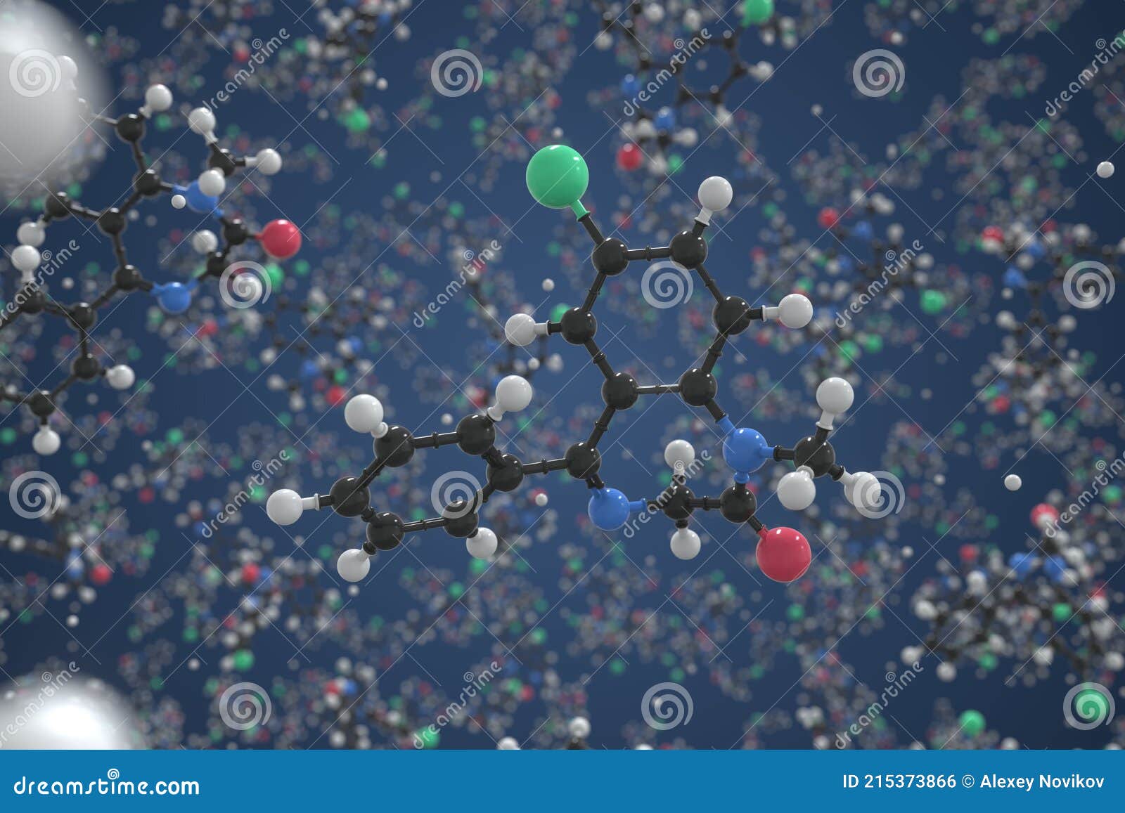 Valium Molecule Made with Balls, Conceptual Molecular Model. Chemical ...