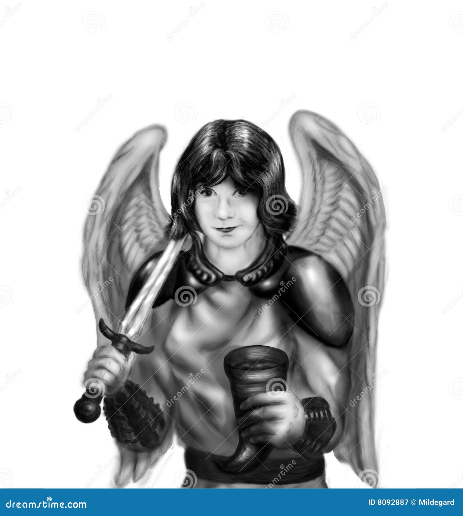 Valkyrie stock illustration. Illustration of hold, monochrome - 8092887