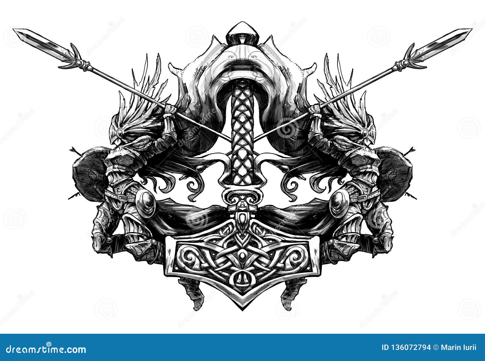 Coat of Arms with Valkyries Stock Illustration - Illustration of armor ...