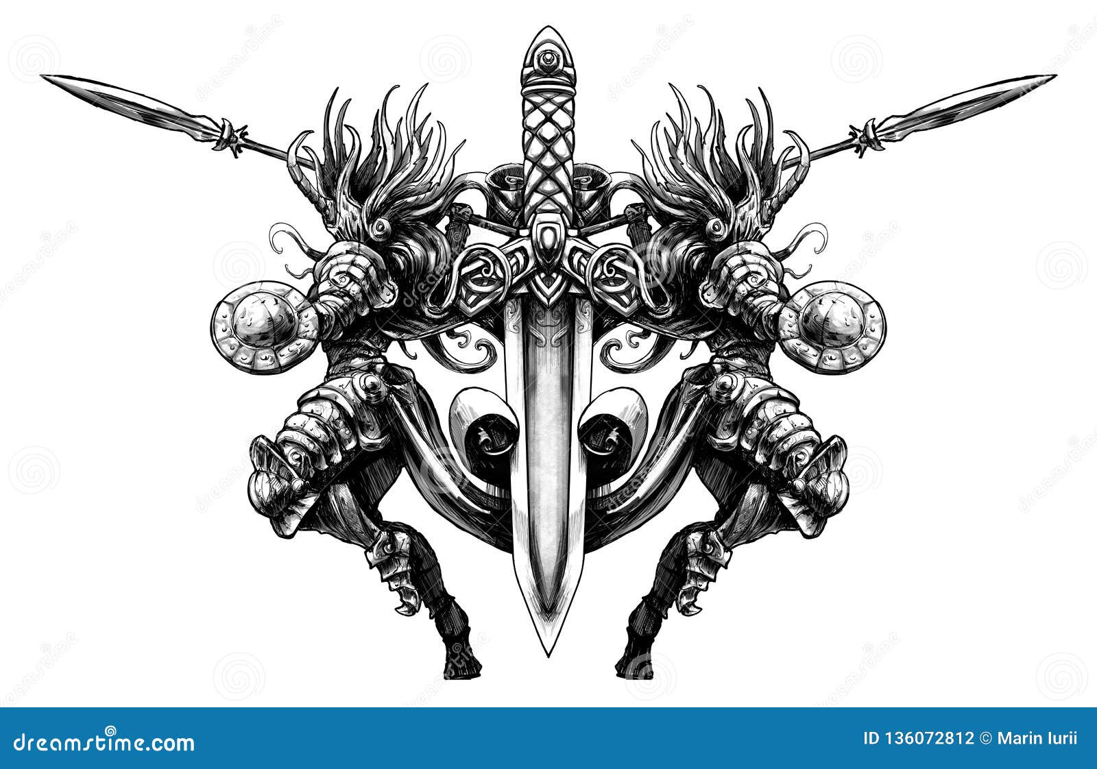 Coat of Arms with Valkyries Stock Illustration - Illustration of divine ...