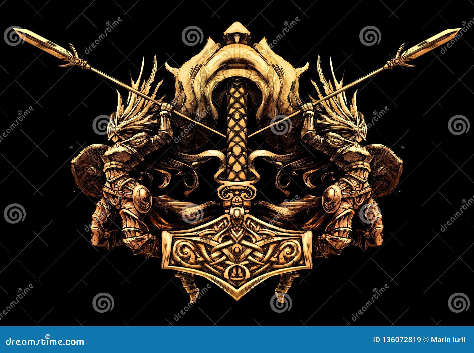 Coat of Arms with Valkyries Stock Illustration - Illustration of helmet ...