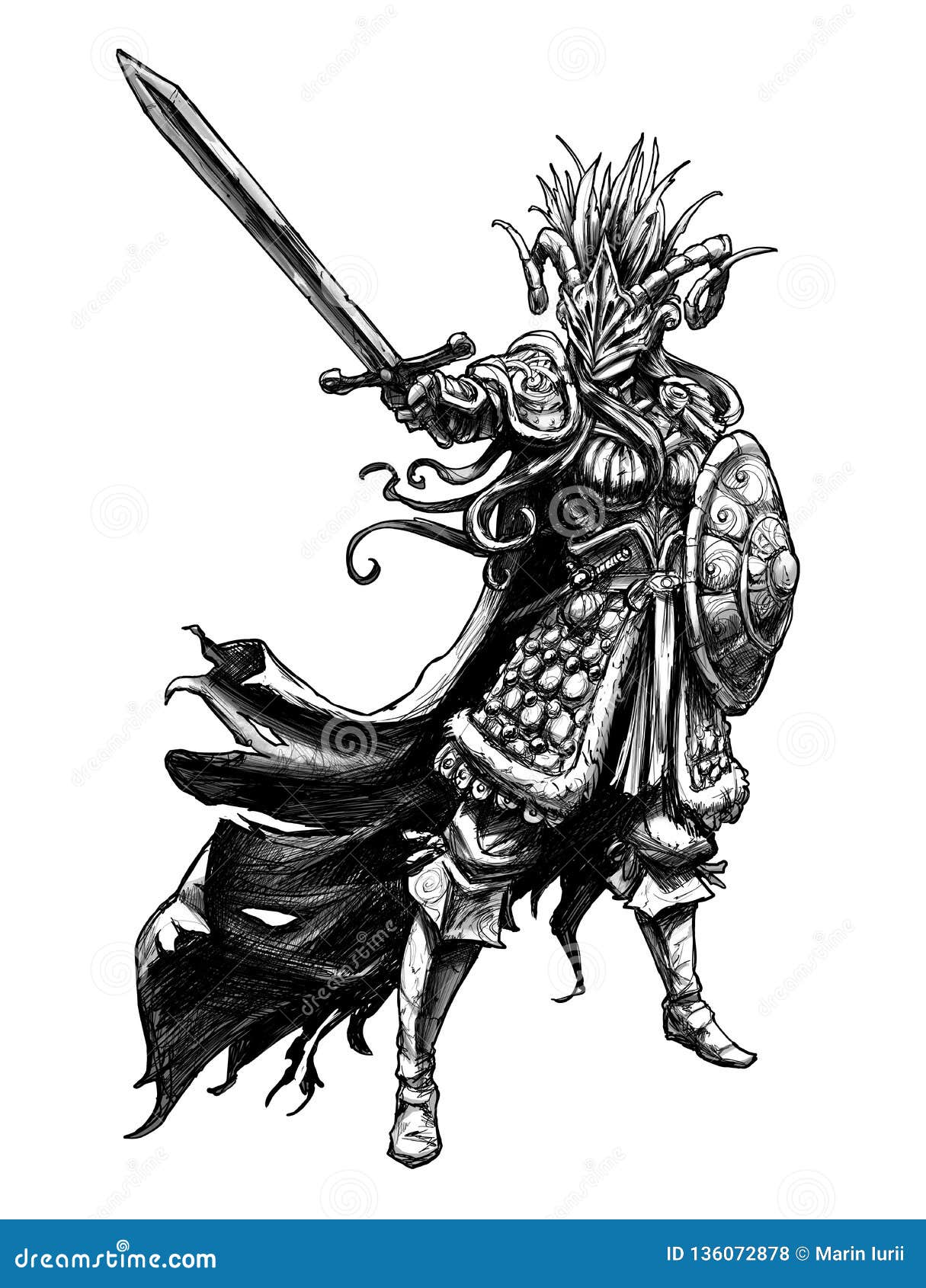 Valkyrie with sword stock illustration. Illustration of commander ...