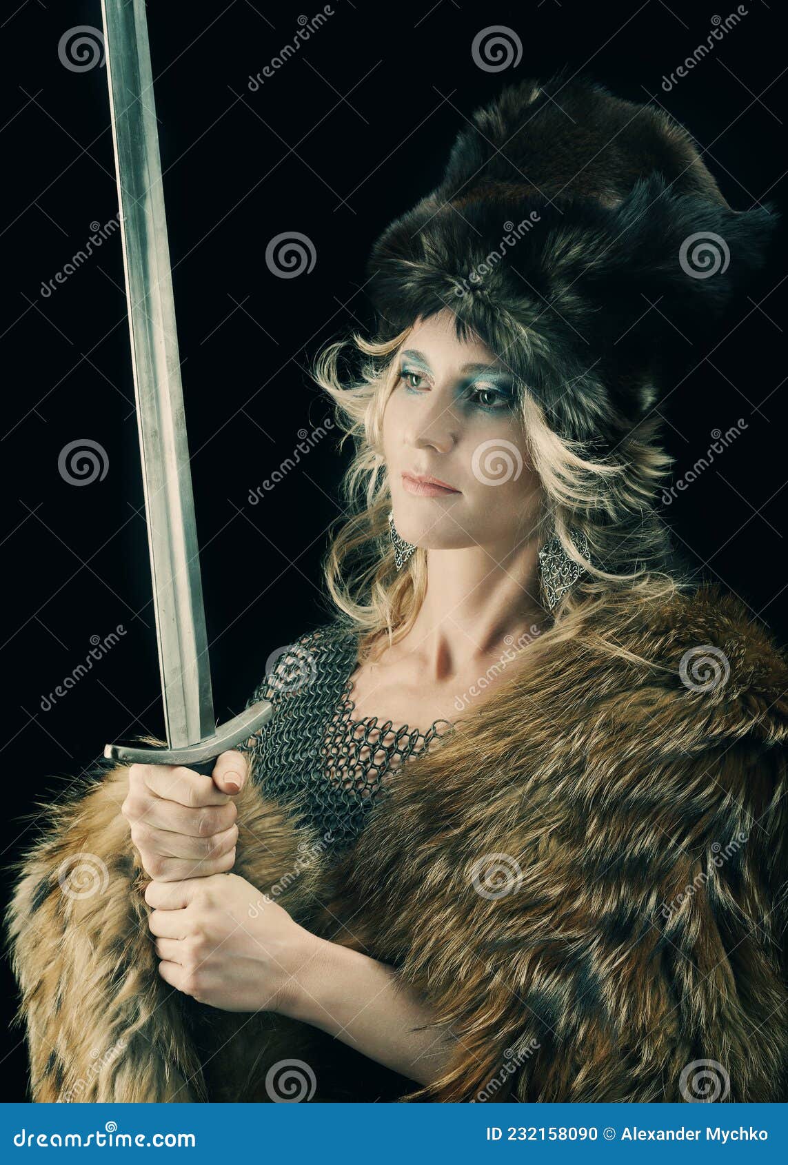 Valkyrie stock photo. Image of portrait, girl, symbol - 232158090
