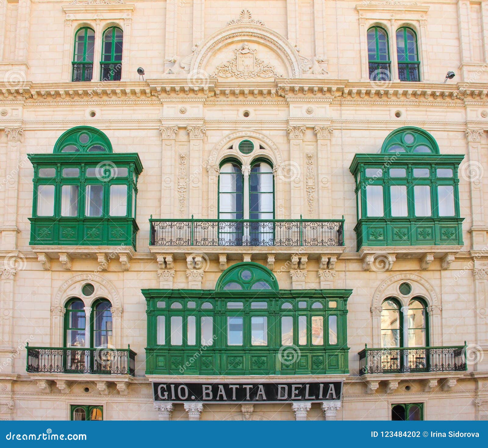 Old Gio Batta Delia Facade Building in Valletta Editorial Photography ...