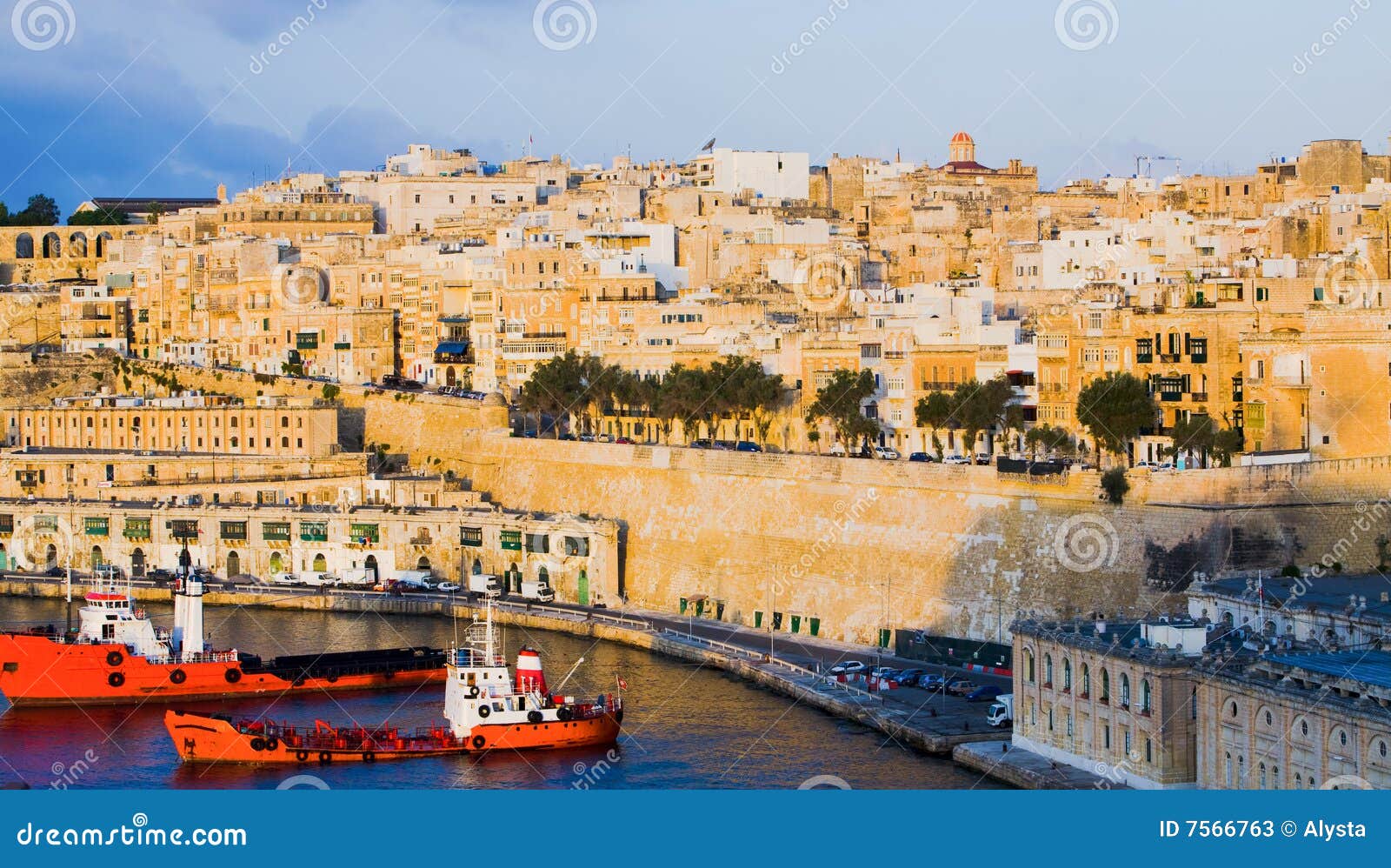 Valletta Malta Waterfront Buildings Stock Image - Image of city, water ...