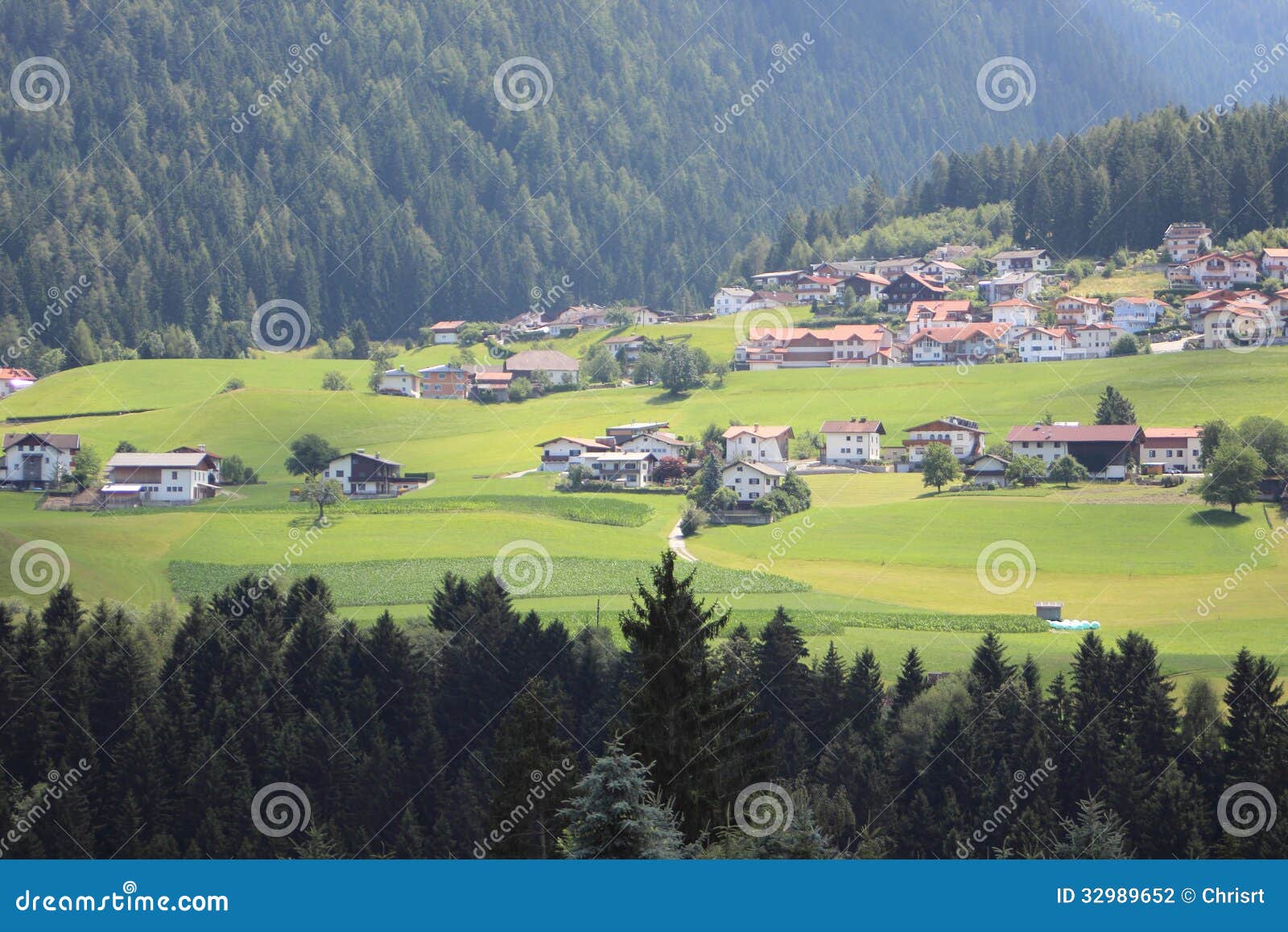 Valley in the Alps with Small Village Stock Photo - Image of climbing ...