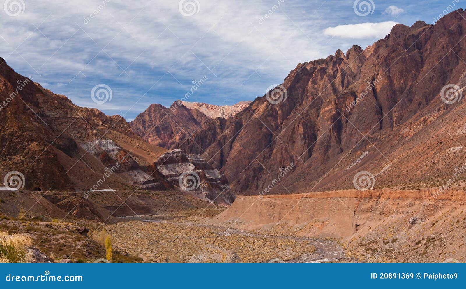 Valley in Andes Mountains by Polvaredas Stock Image - Image of nature ...