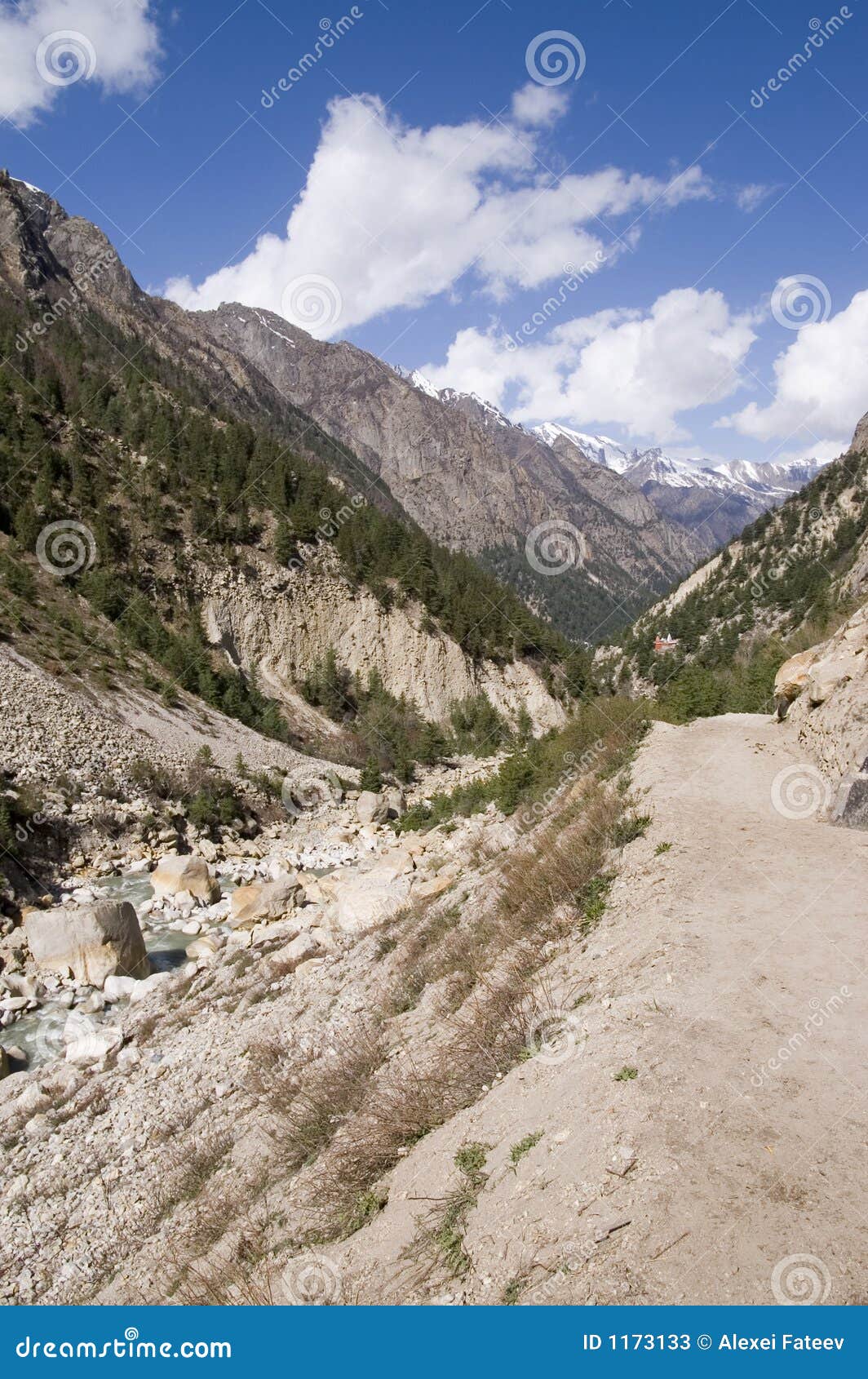 Valley of Bhagirathi (Ganga) River Stock Image - Image of clouds ...