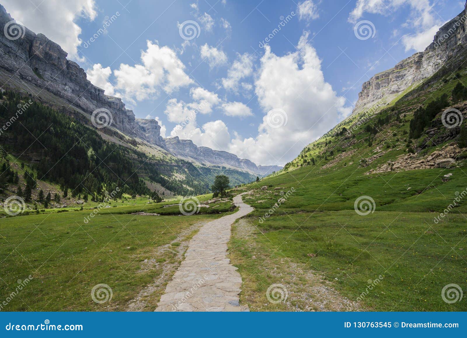 Valley of `Cola De Caballo` between Two Mountain Range Stock Image ...