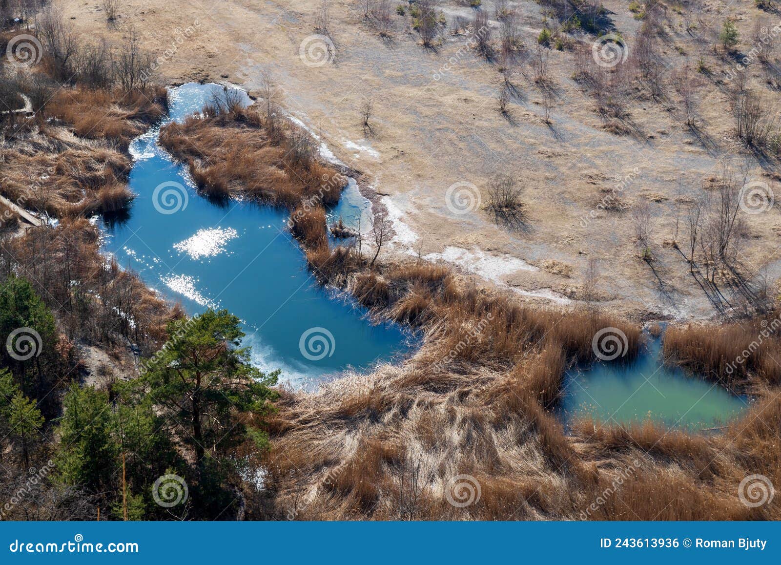 Valley in the Countryside. Top View of Small Ponds Stock Photo - Image ...