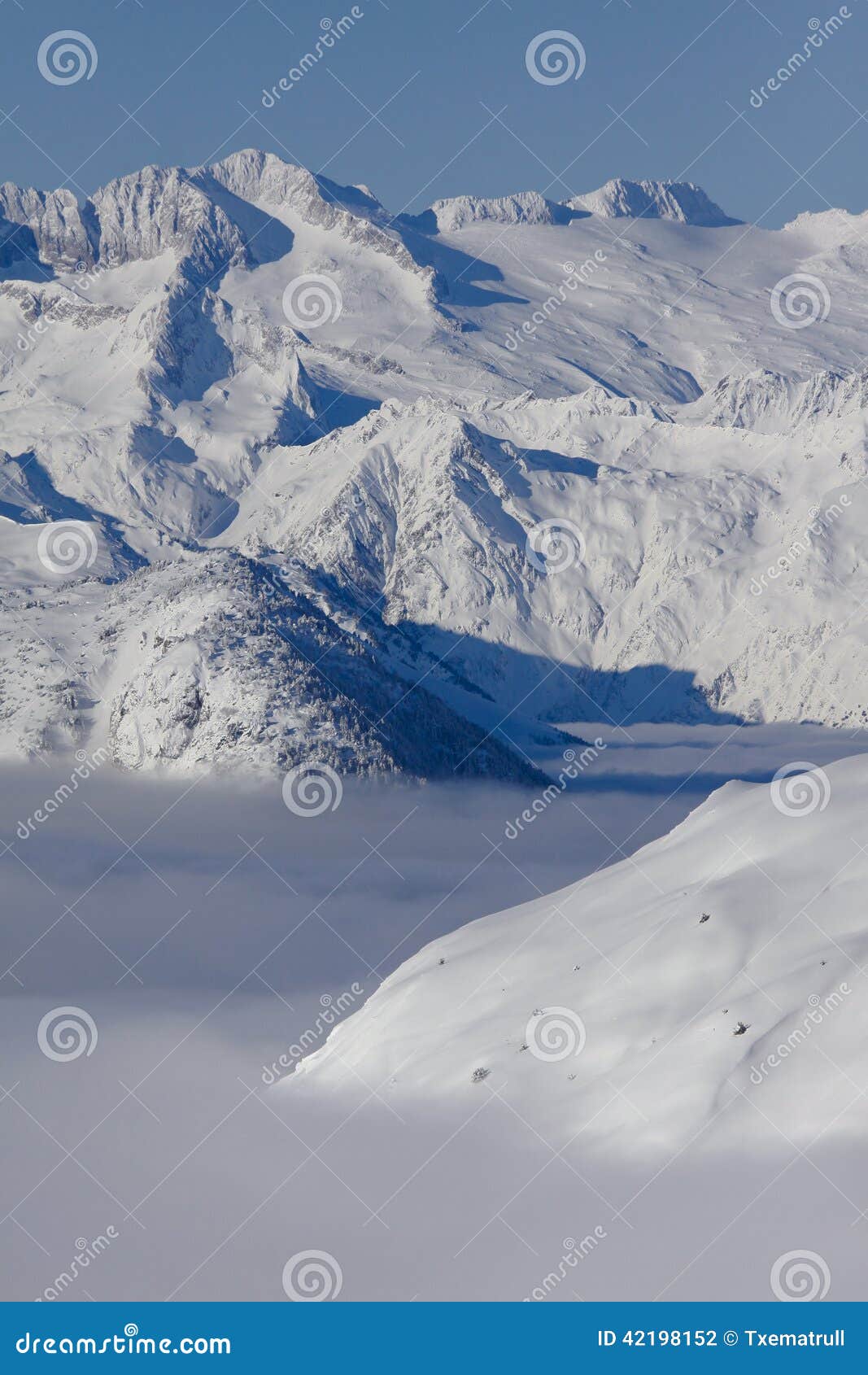 Aneto Peak and Aran Valley Covered with Fog Stock Photo - Image of ...