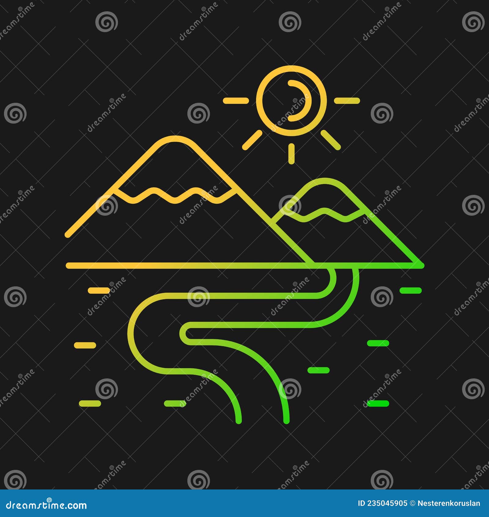 Valley Gradient Vector Icon for Dark Theme Stock Vector - Illustration ...