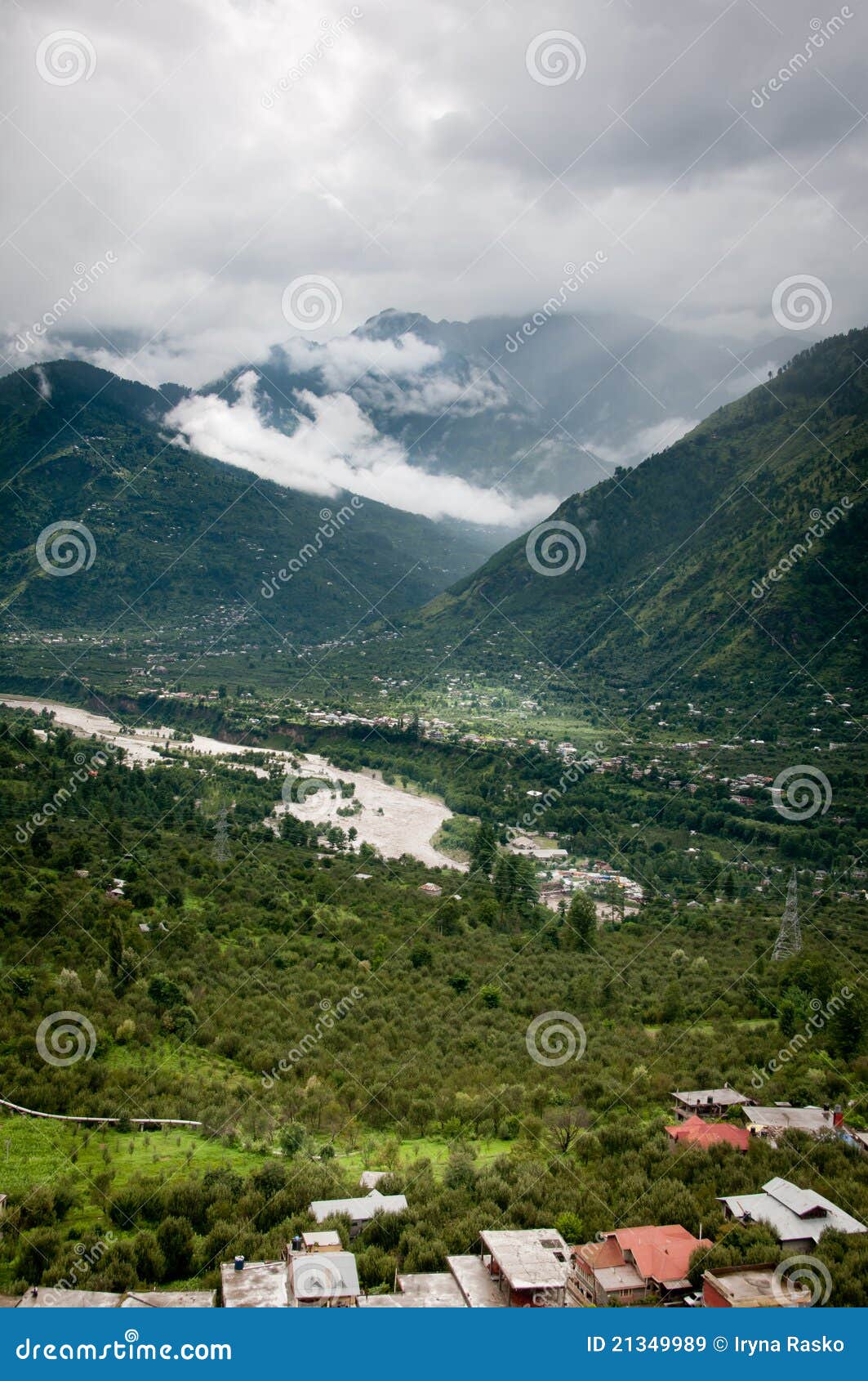Valley between High Mountains Stock Image - Image of nature, forest ...
