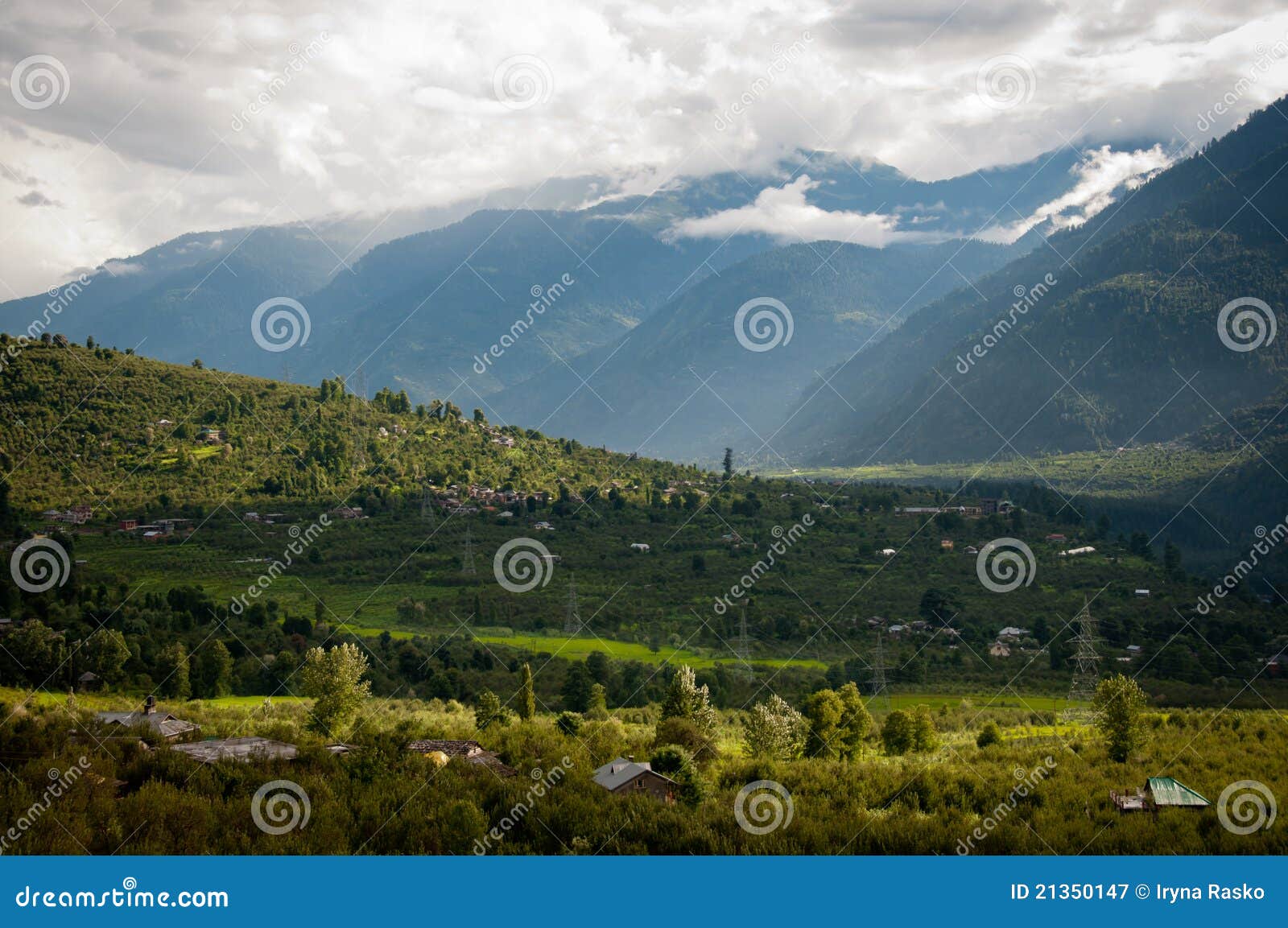 Valley between High Mountains Stock Image - Image of pine, forest: 21350147