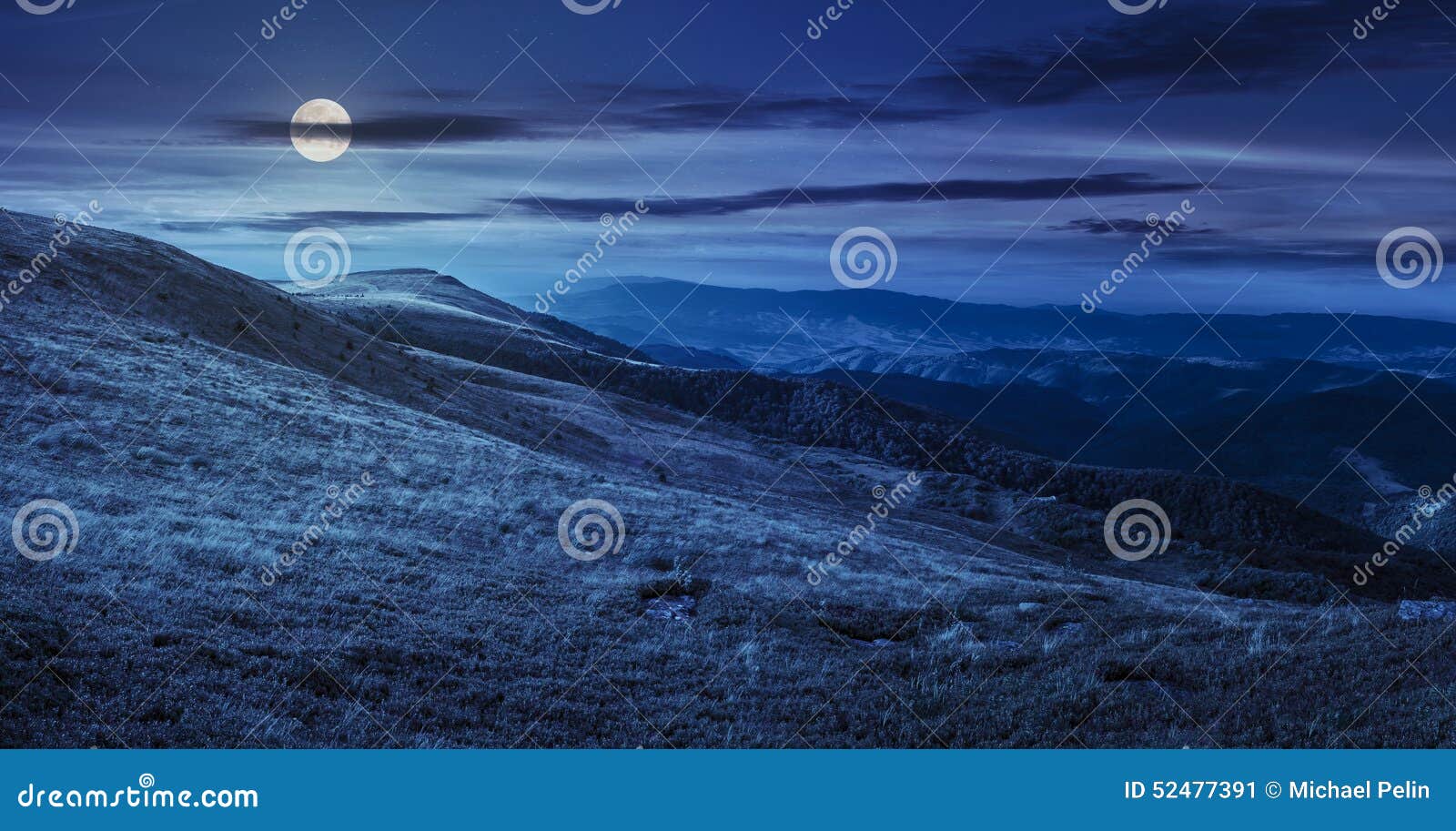 Valley on Hillside of Mountain Range at Night Stock Image - Image of ...