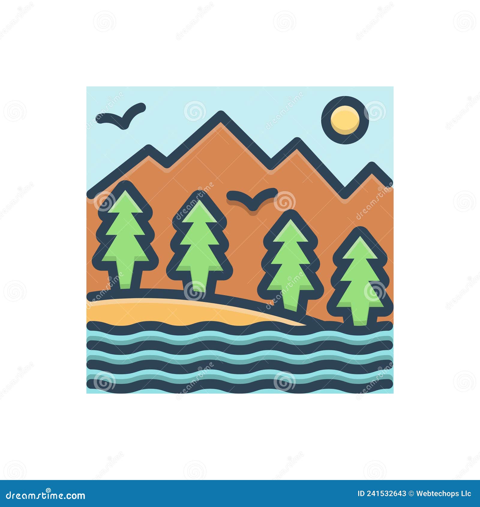 Color Illustration Icon for Valley, Canyon and Forest Stock ...