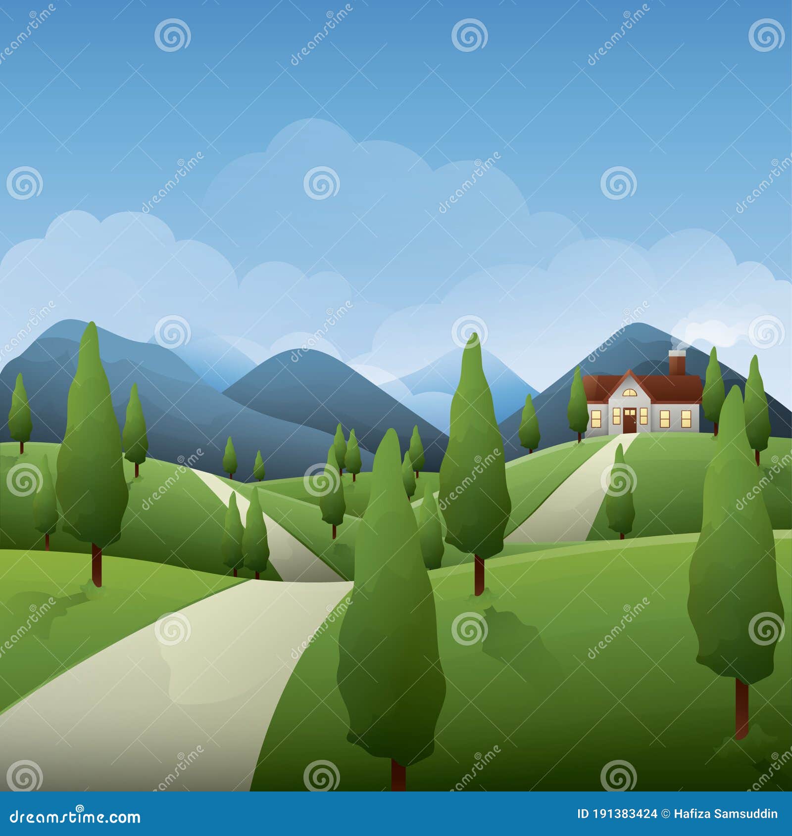 Valley Landscape. Vector Illustration Decorative Design Stock Vector ...