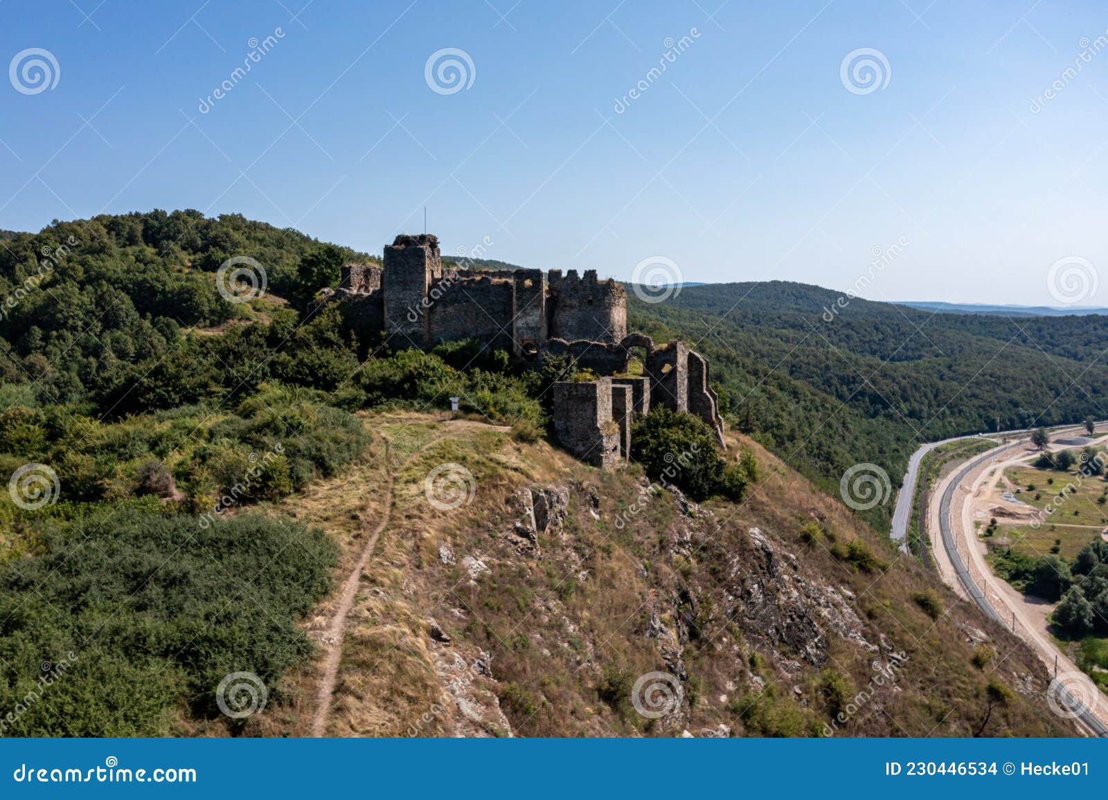 Valley at Lipova with the Cetatea Soimos Castle Editorial Stock Image ...