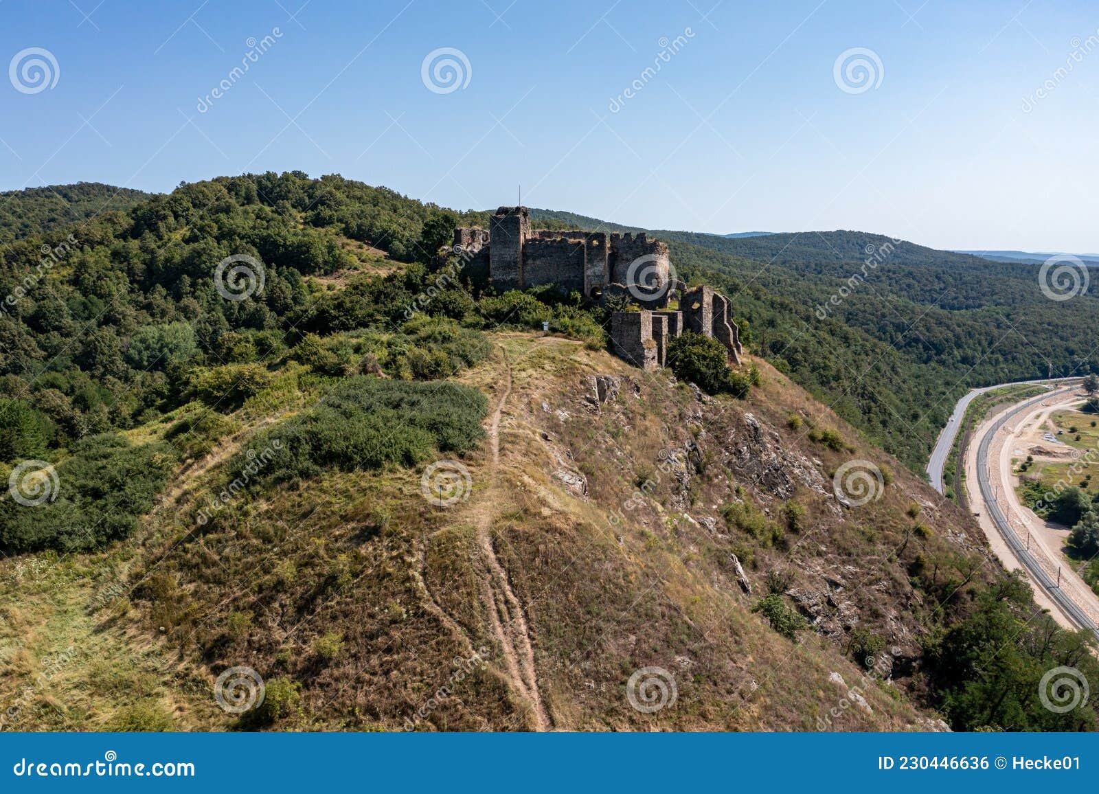 Valley at Lipova with the Cetatea Soimos Castle Stock Photo - Image of ...