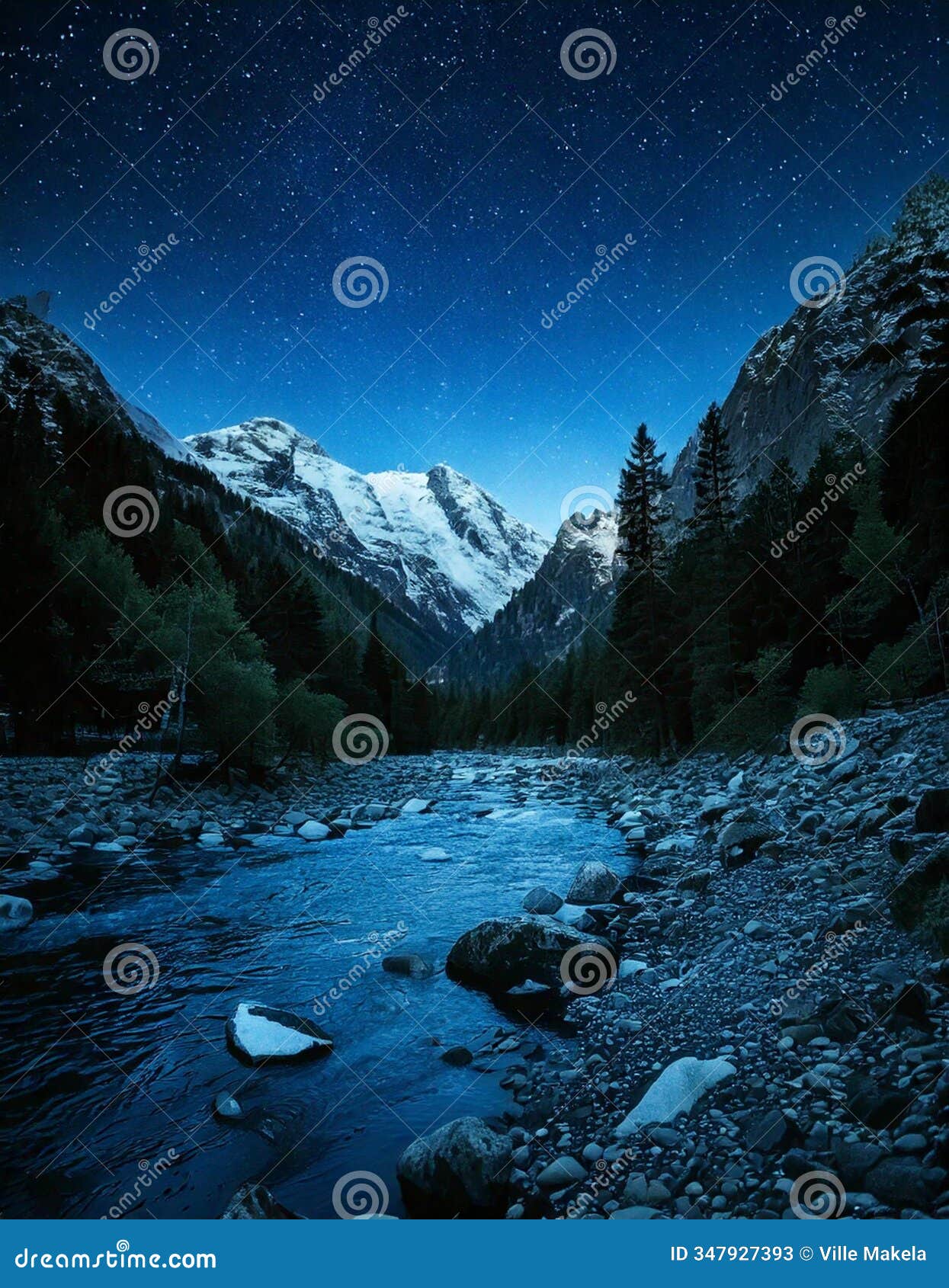 Valley at night stock image. Image of mountain, tree - 347927393