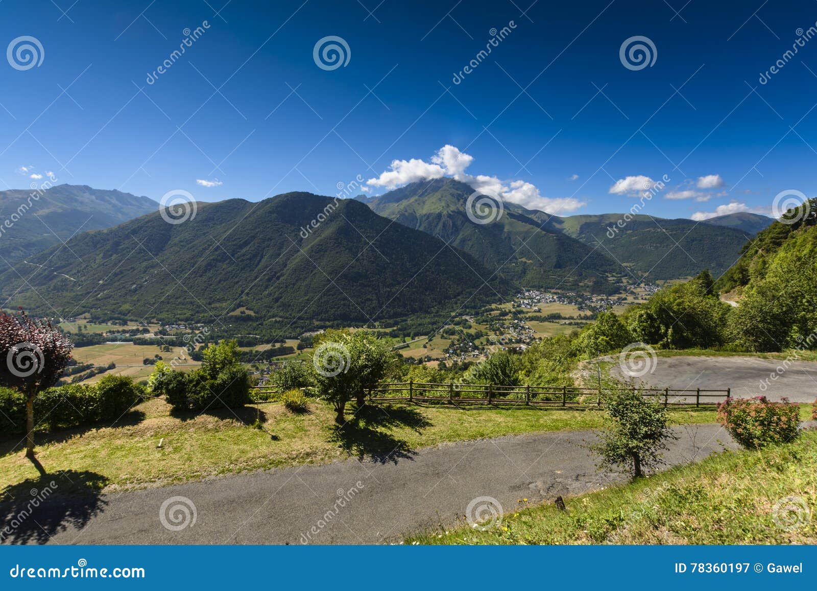 Valley and Peak of Pyrenean Mountains with a Blue Sky, France Stock ...