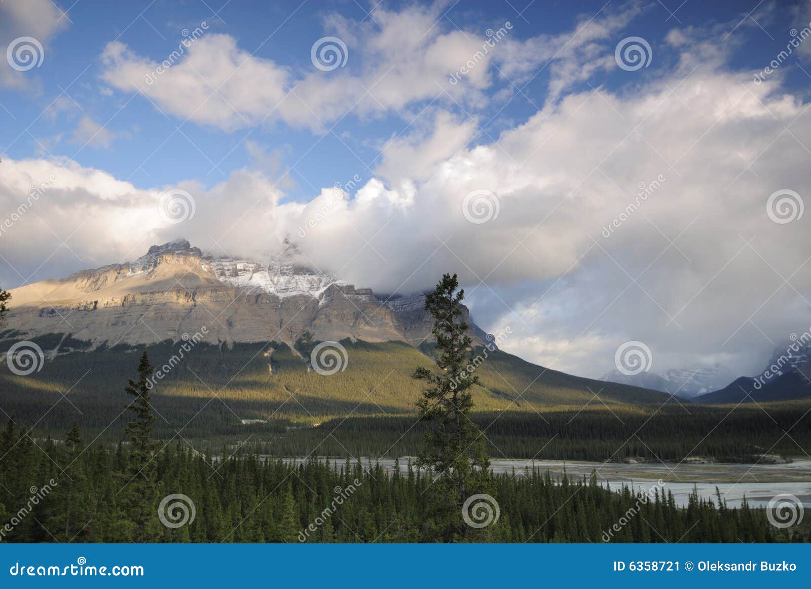 Valley of Saskatchewan River in Canadian Rockies Stock Image - Image of ...