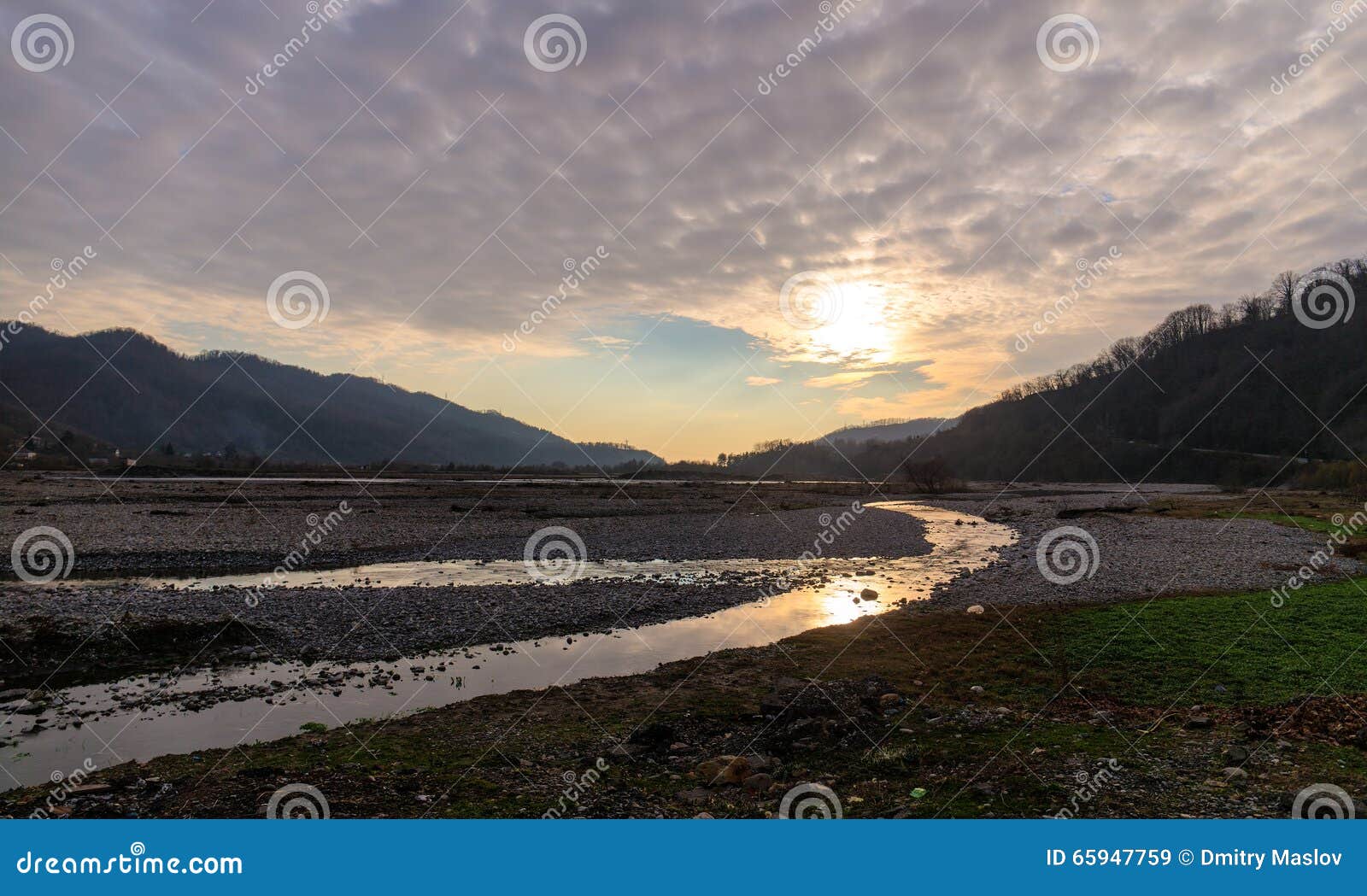Valley of a small river stock image. Image of range, water - 65947759
