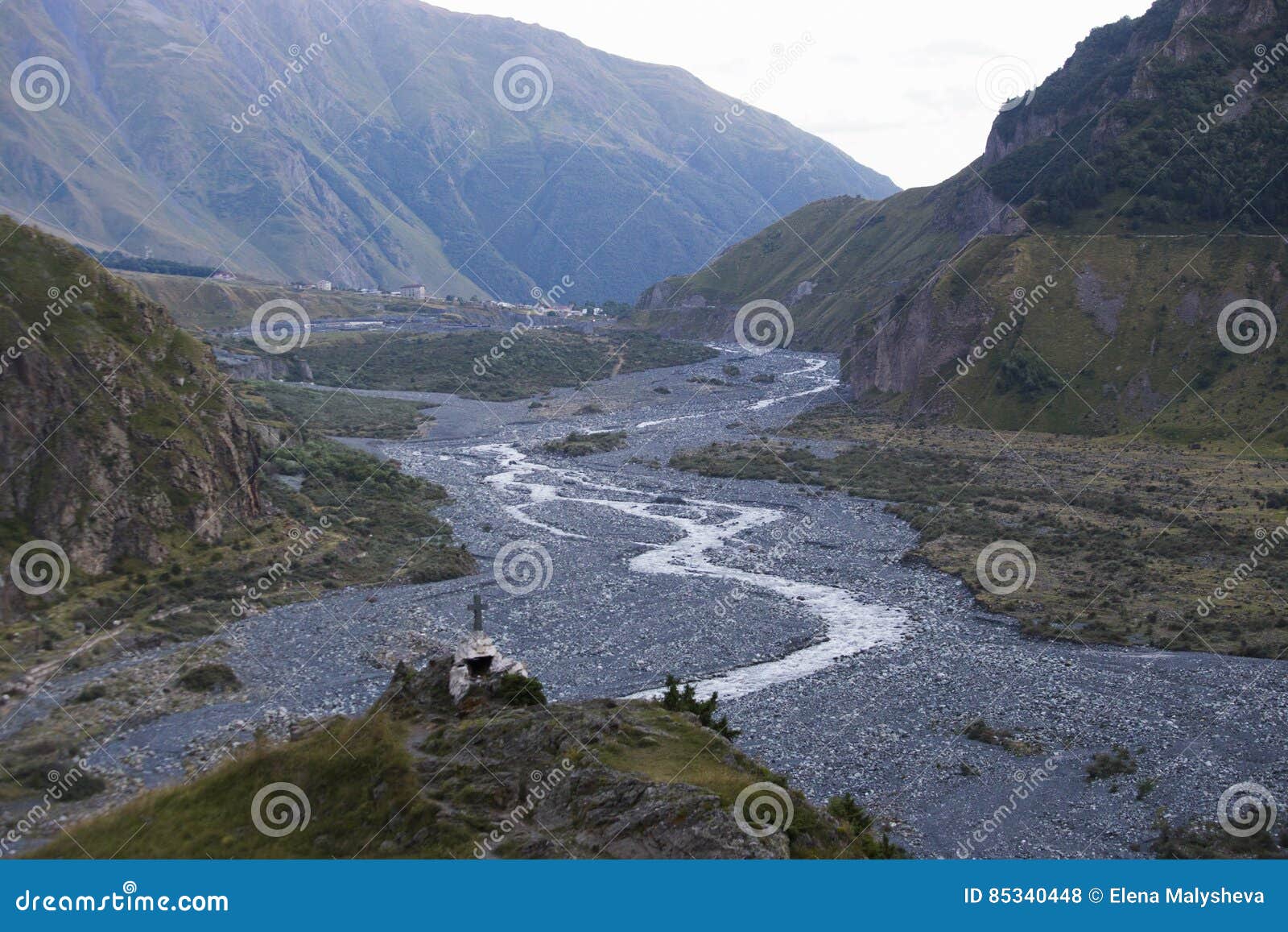 The Valley of the Terek River in a Deep Mountain Gorge. Stock Photo ...