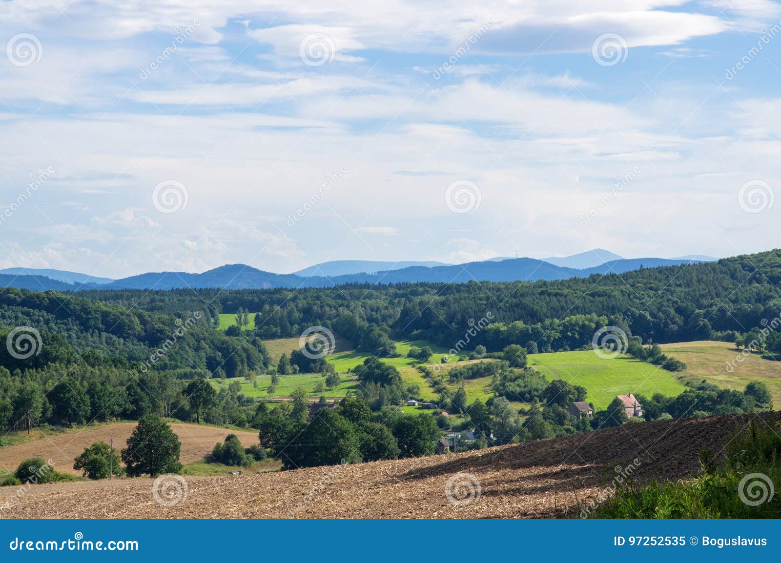 In the valley. stock image. Image of road, meadow, steep - 97252535