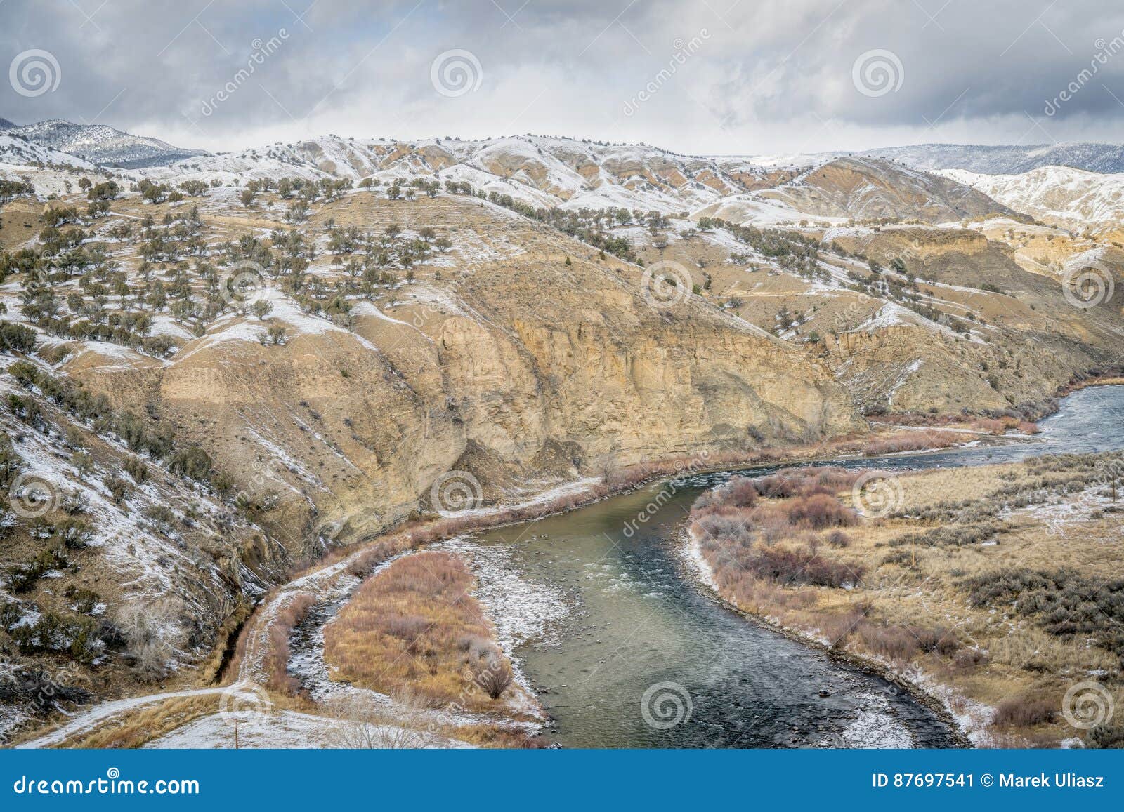 Valley of Upper Colorado RIver in Winter Stock Image - Image of meander ...