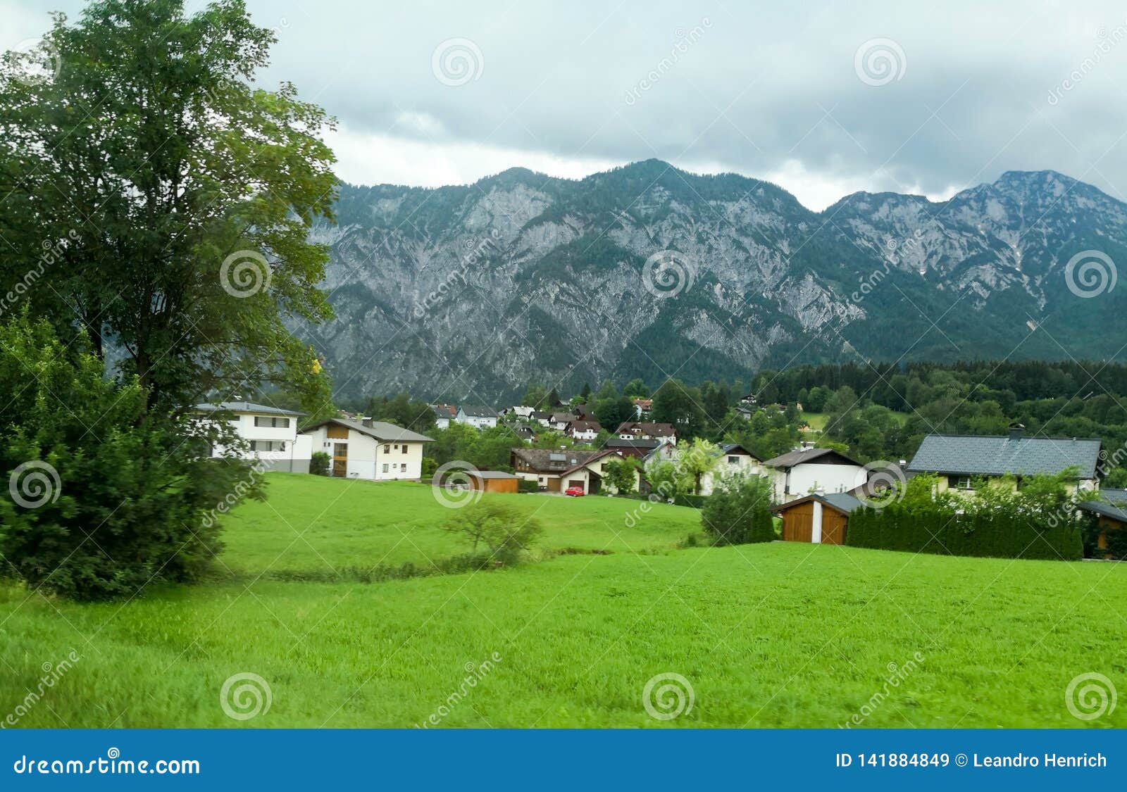 Valley Village between the Mountains Stock Image - Image of farming ...