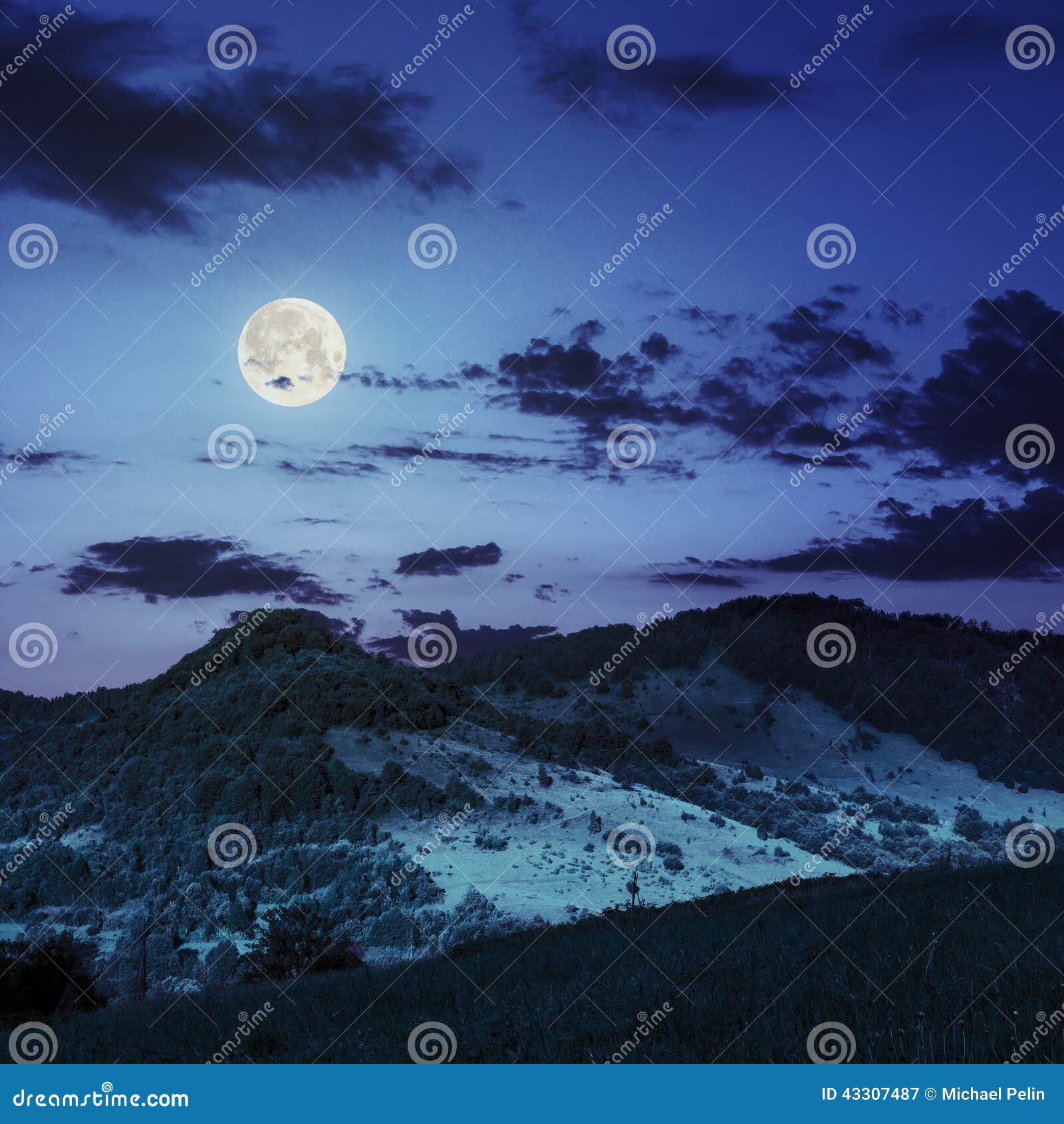 Valleys on Slopes in Mountains at Night Stock Image - Image of hill ...