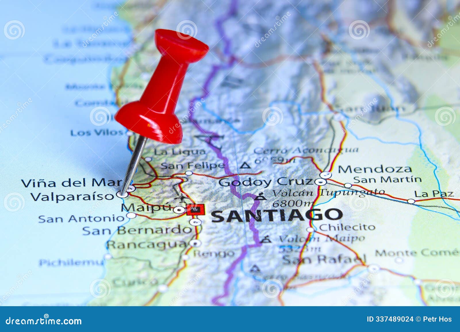 Valparaiso, Chile Pin on Map Stock Photo - Image of holiday, symbol ...