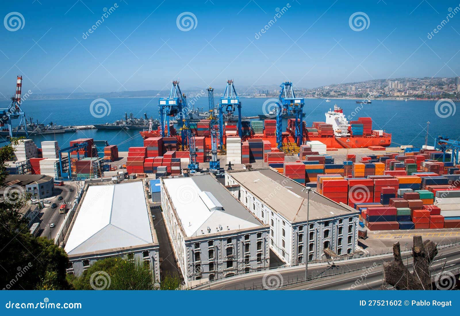 Valparaiso port activity stock photo. Image of import - 27521602