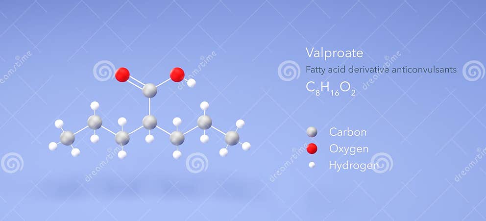 Valproate Molecule, Molecular Structures, Valproic Acid, 3d Model ...
